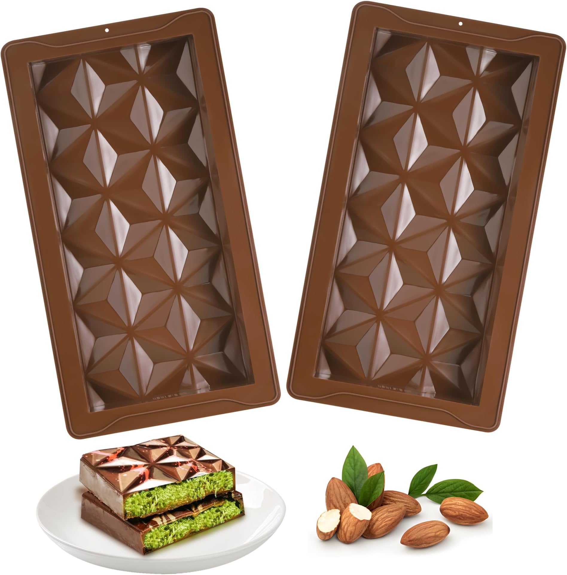 Amazon.com: Mauts-inus Deep Chocolate Bar Dubai Molds 3 Pack, 1 Inch ...