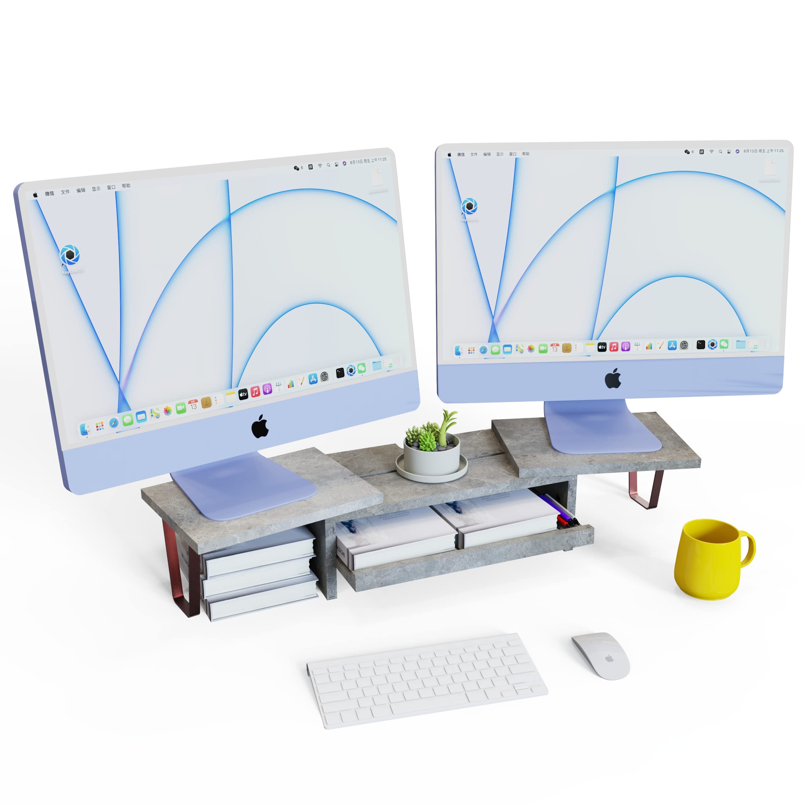 Buy Dual Monitor Riser - 2 Shelf Monitor Stand with Adjustable Length ...