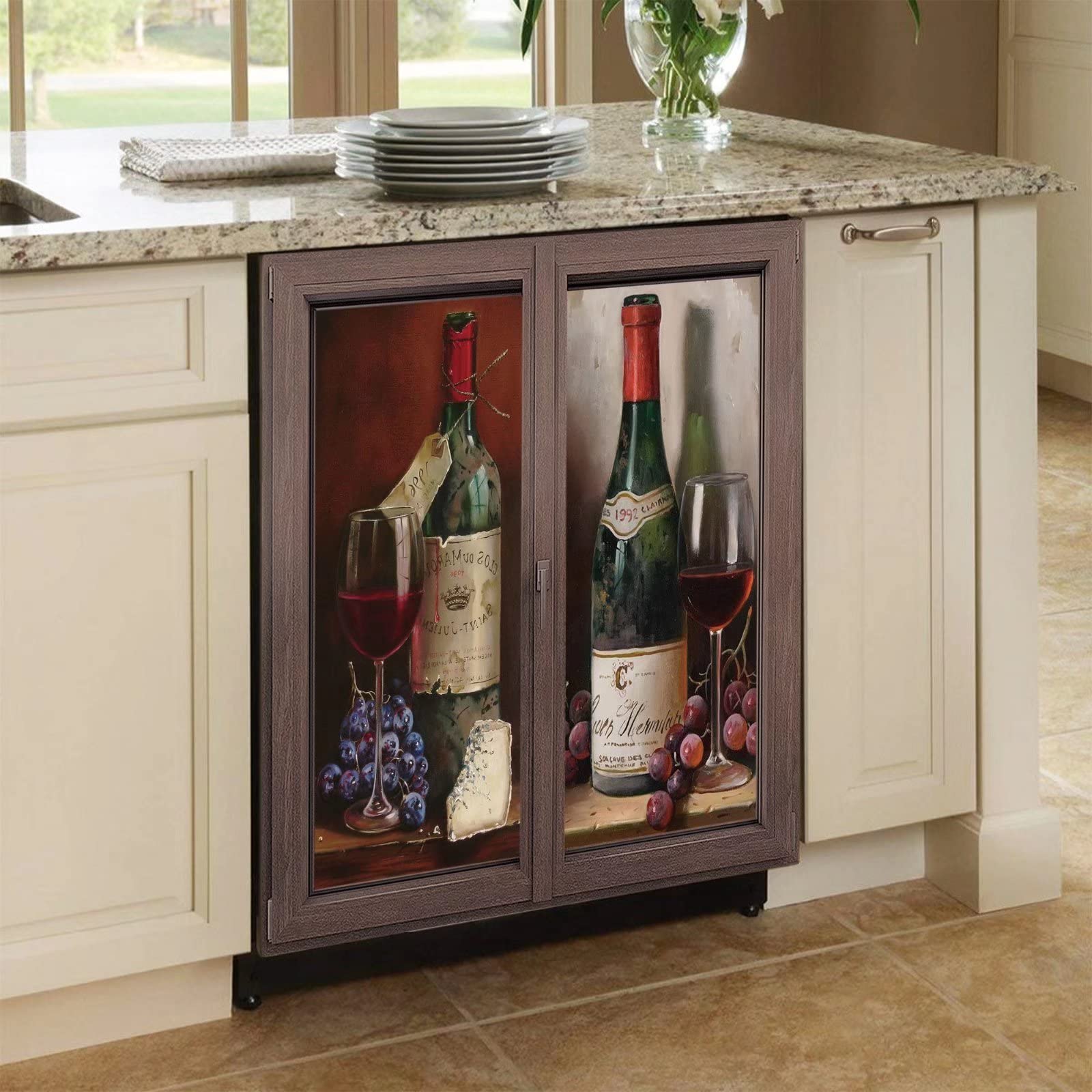 Retro Grape and Wine Dishwasher Magnetic Cover, Vintage Door Frame and ...