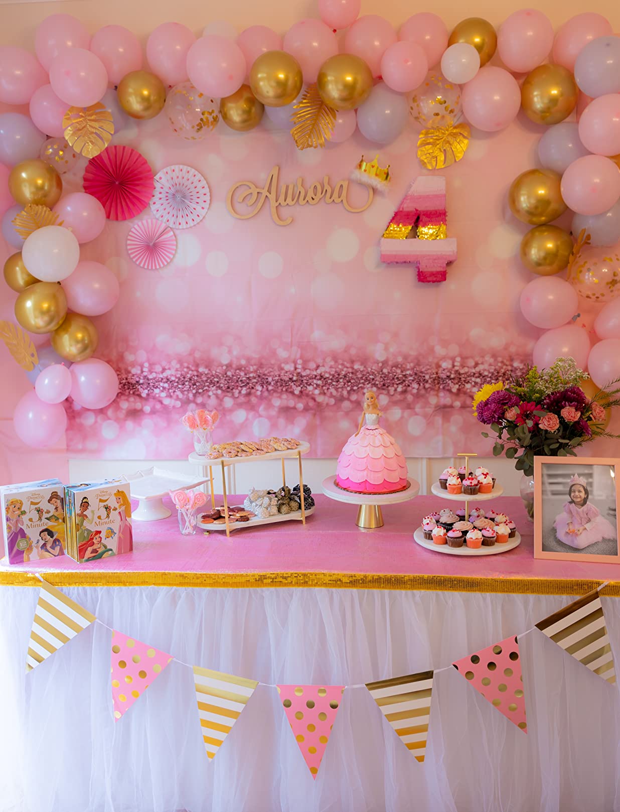 $5/mo - Finance Small Pink and Gold Number 4 Pinata for Kids 4th ...