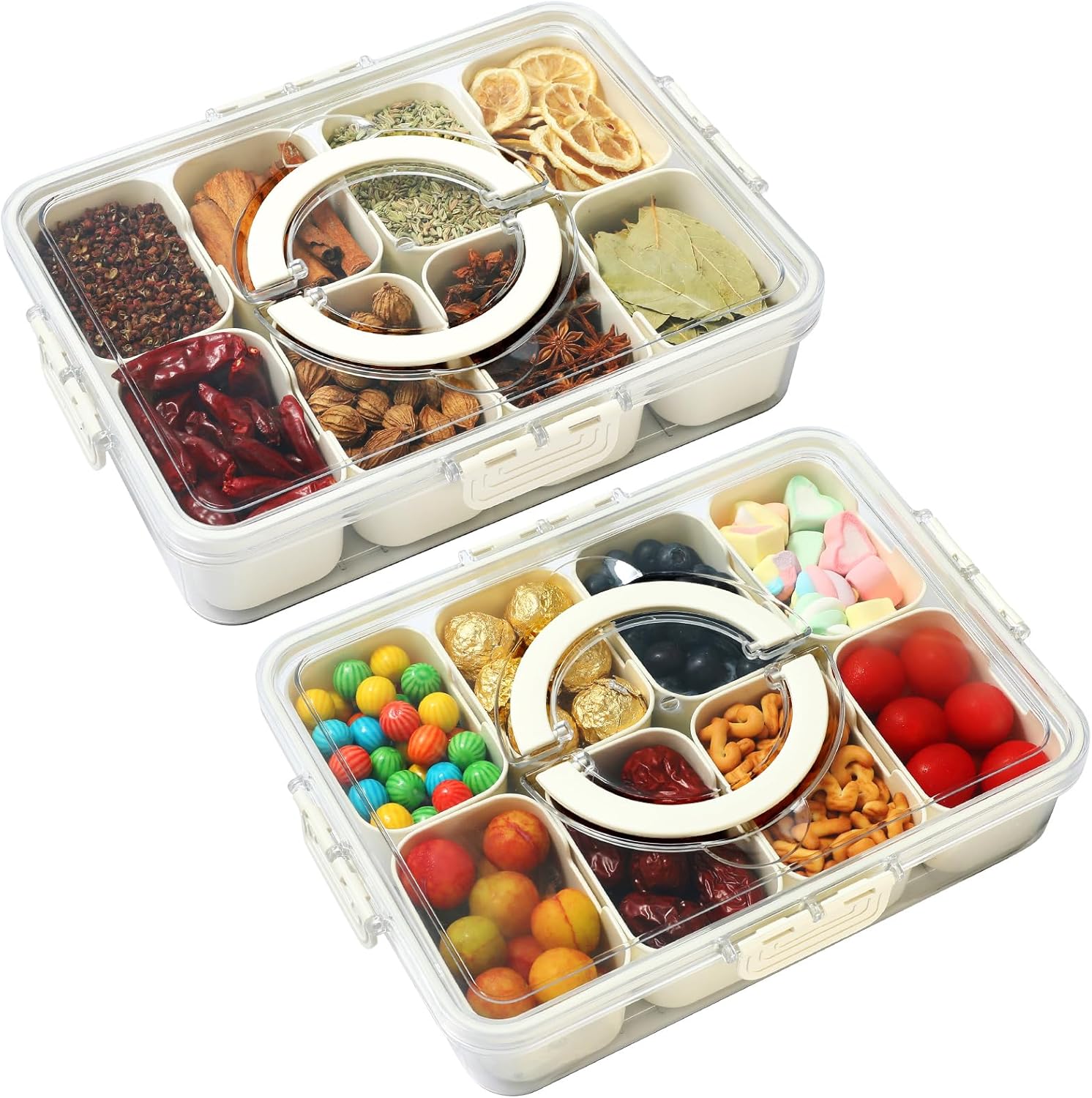 Amazon.com: Divided Serving Tray with Lid and Handle, 2Pcs Snack ...