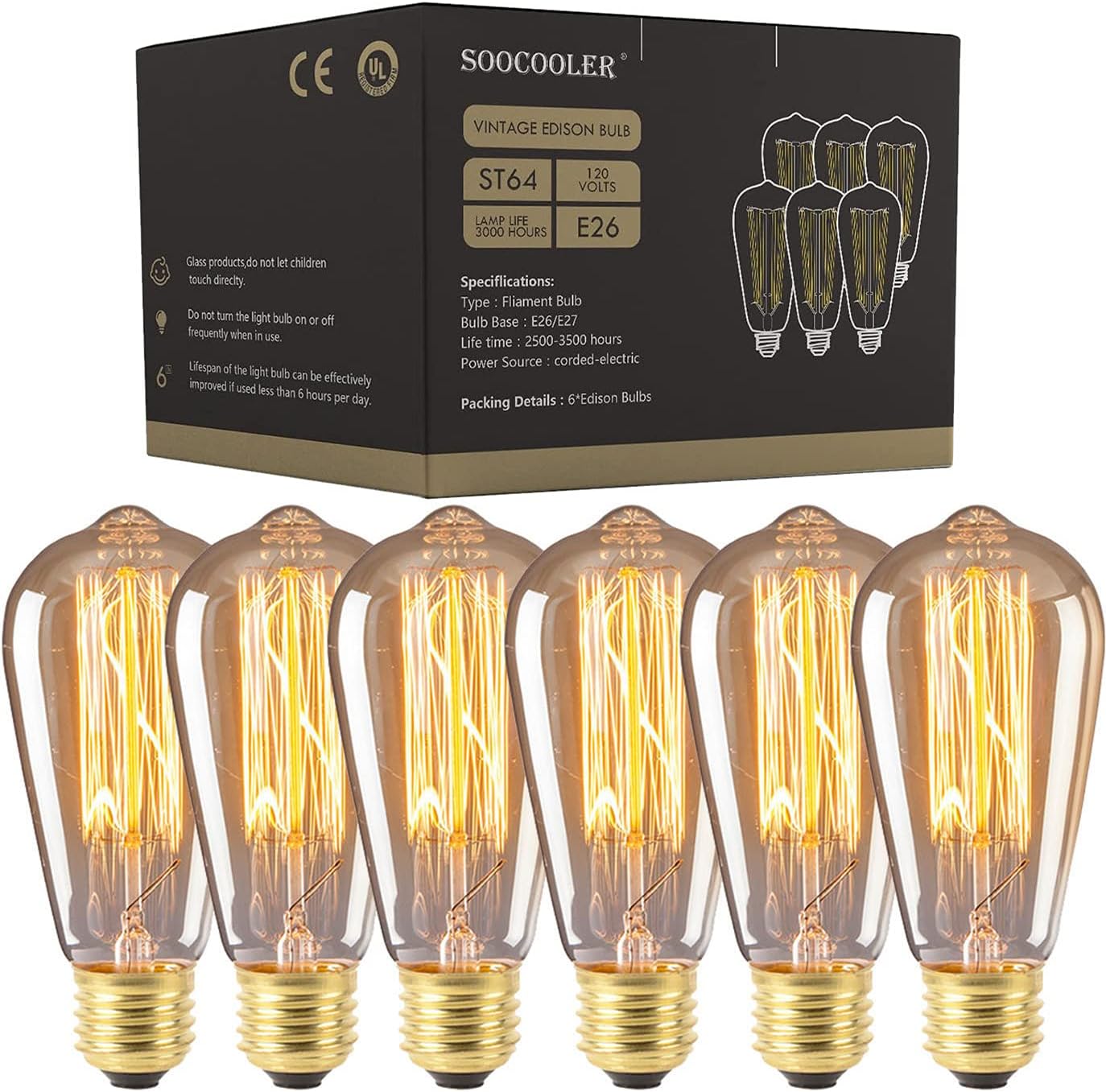 Edison Light Bulbs 25W - Thomas Edison Light Bulb Style - Incandescent ...