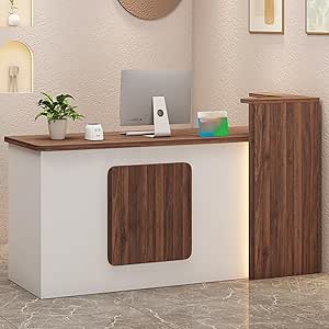 Amazon.com: YQMHEZ Reception Desk with Counter, Retail Counter, Wooden ...