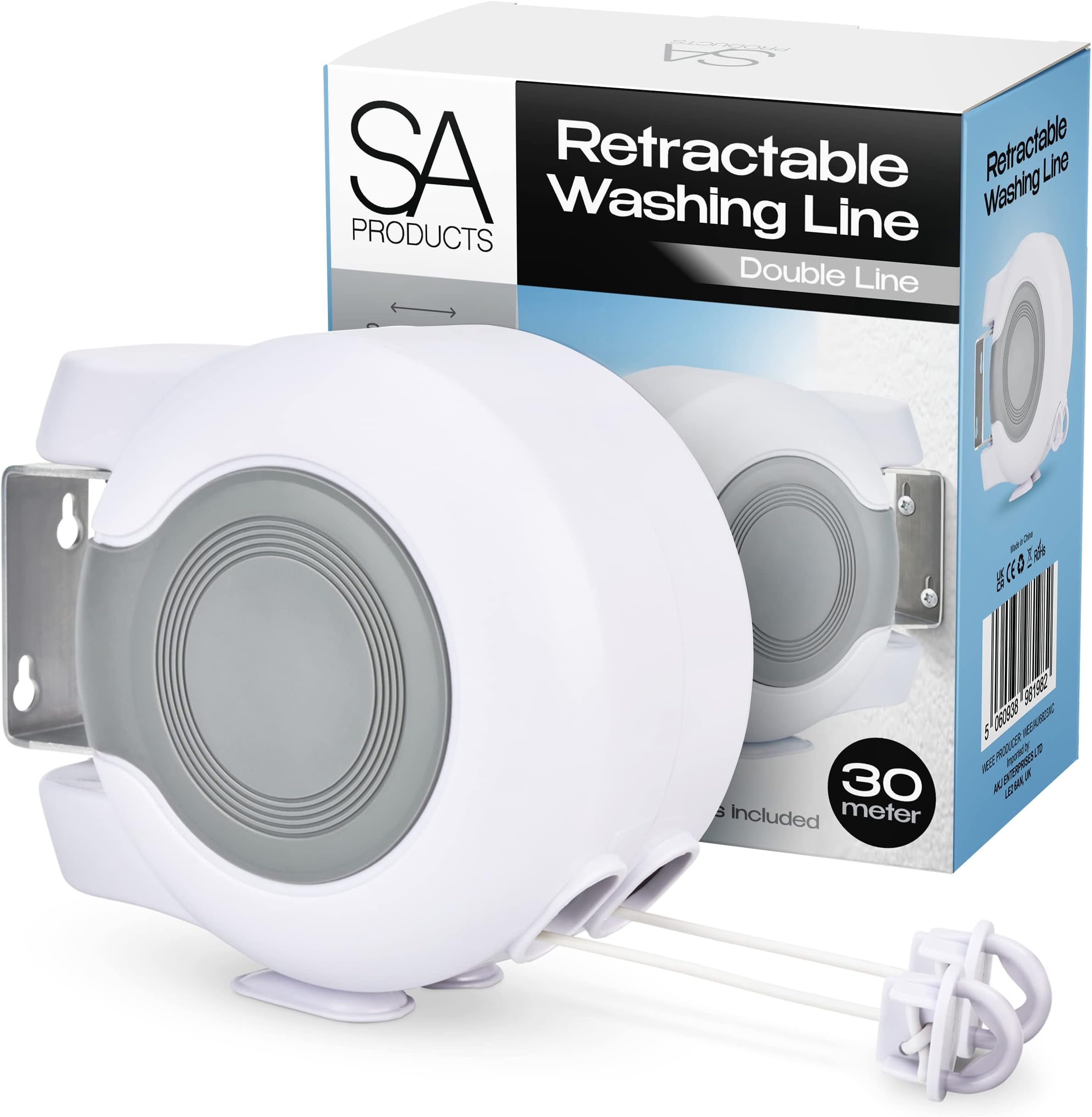Minky Retractable Duo Reel Washing Line, Grey, 2x15m : Amazon.co.uk ...