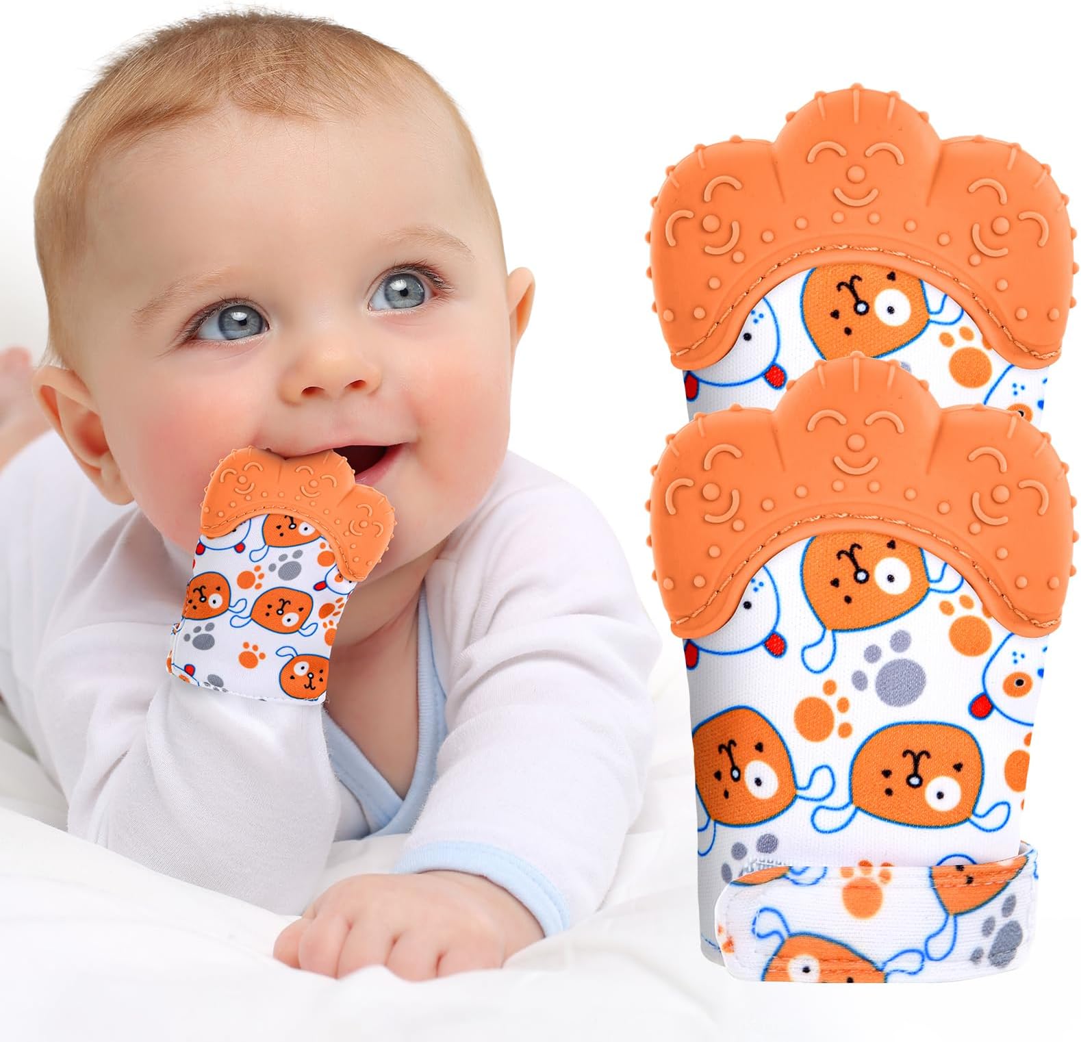 Amazon.com : Vicloon 2Pack Silicone Teething Mitt, Soothing Infant ...