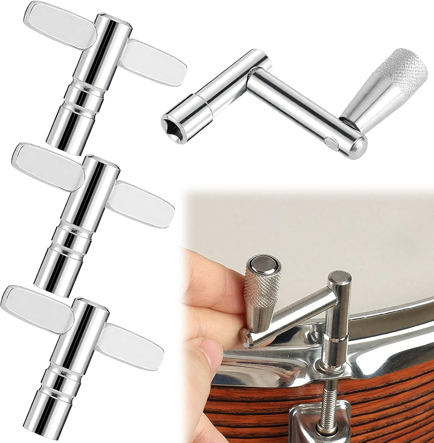 4Pcs Drum Key Tool, 3 Standard Square Lug Drum Tuning Keys with 1 Fast ...