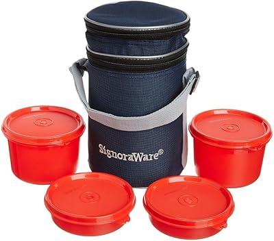 Buy Signoraware Executive Stainless Steel Lunch Box Set, Set of 3 ...
