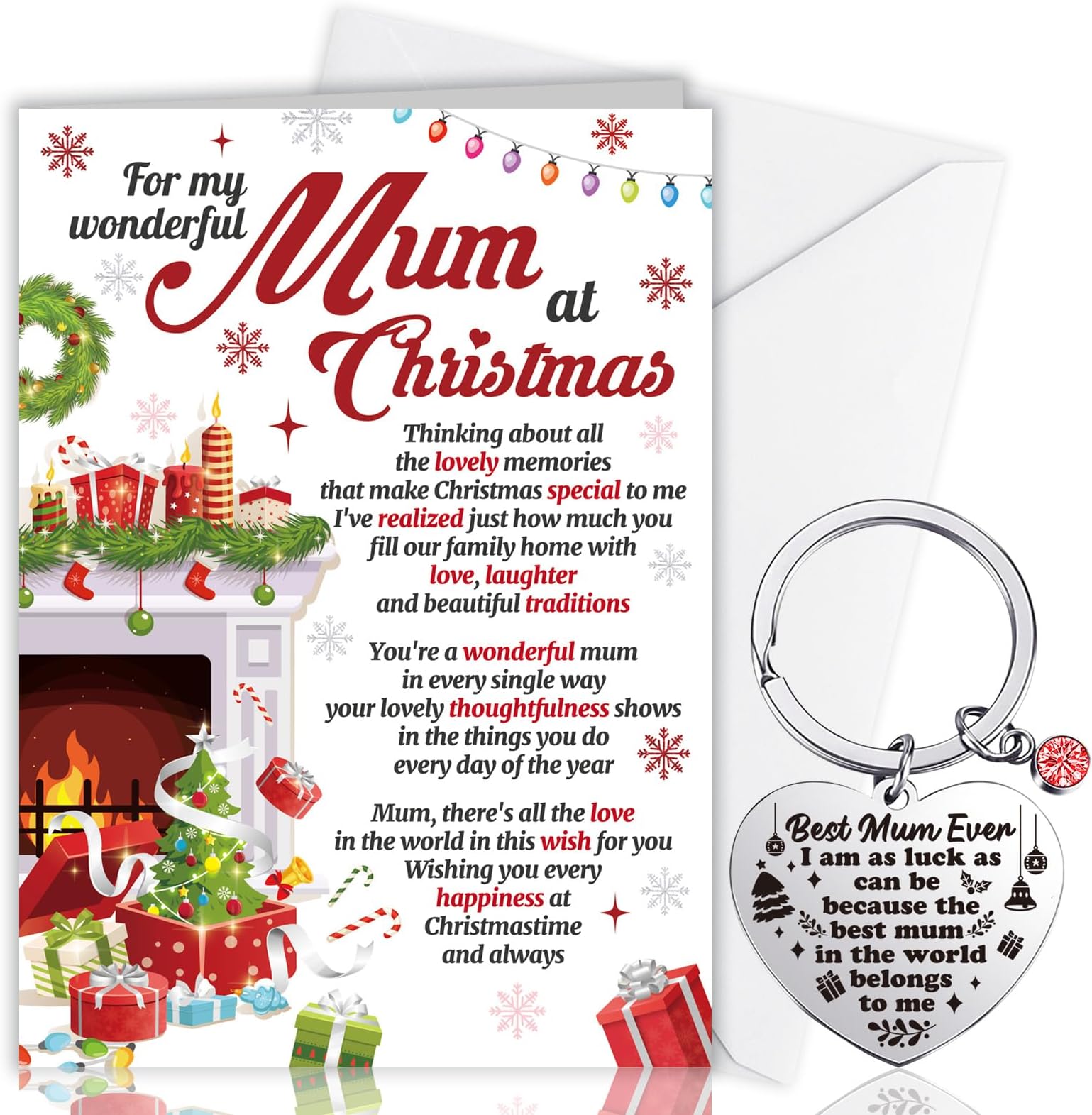 HOWAF Mum Christmas Card, Merry Christmas Card Mum Xmas Card Christmas ...