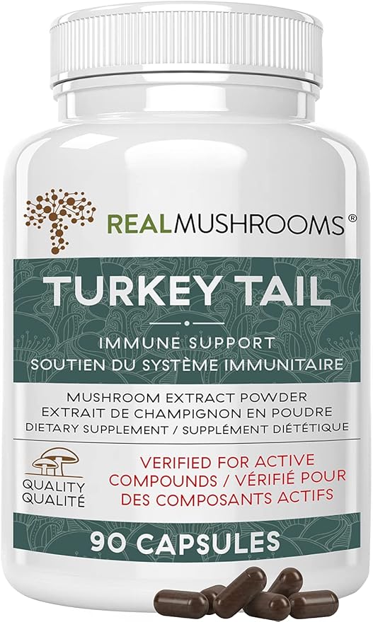 Organic Turkey Tail Mushroom Extract Powder by Real Mushrooms (90 Count ...