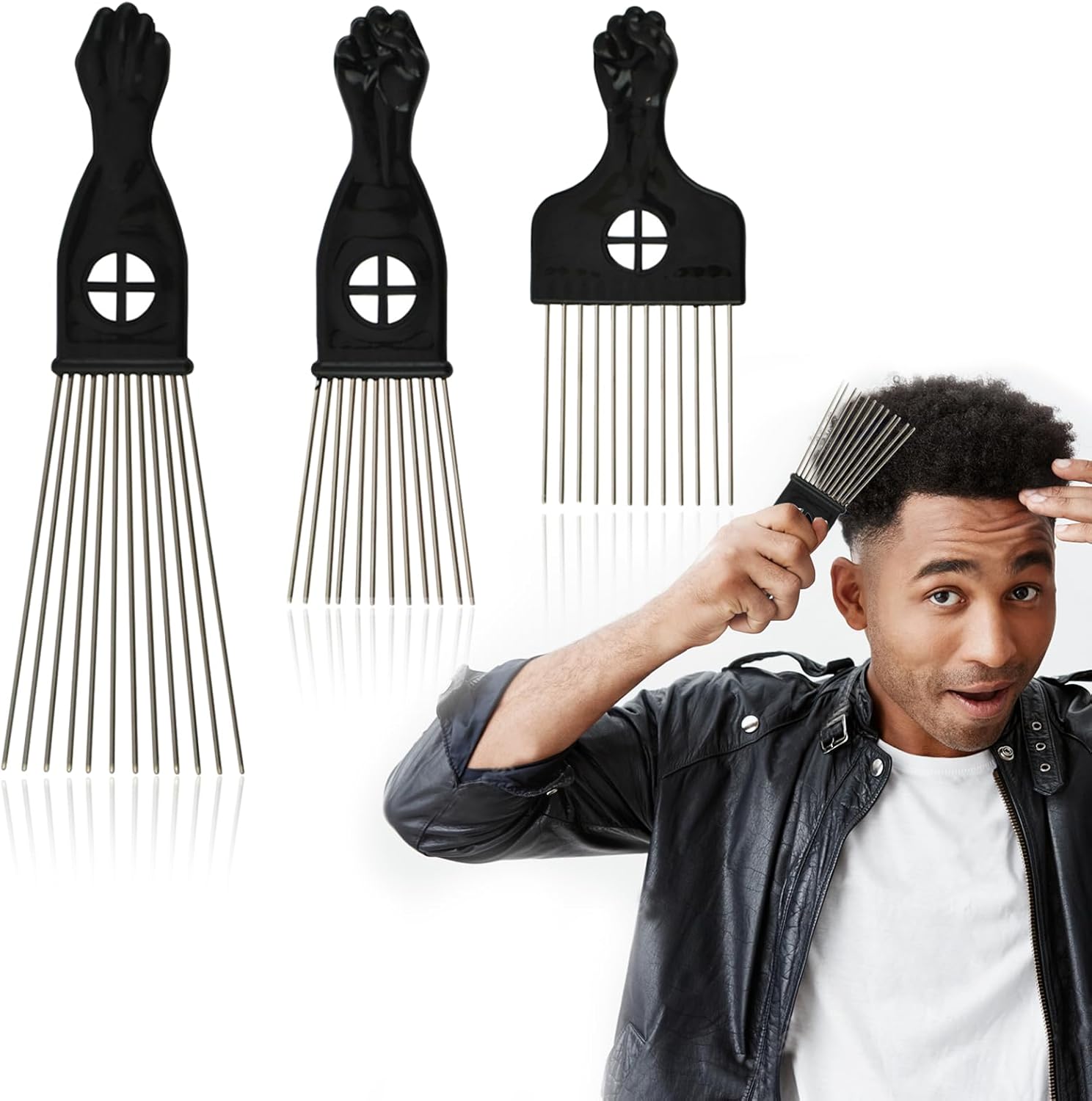 3 Pcs Metal Afro Combs Different Lengths Metal Comb for Thick Hair and ...