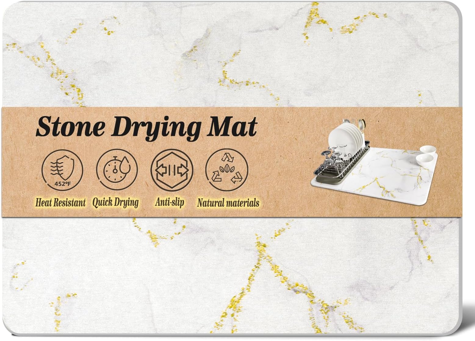 Amazon.com: NORADAS Stone Dish Drying Mat –16"x12"– Stone Drying Mat ...