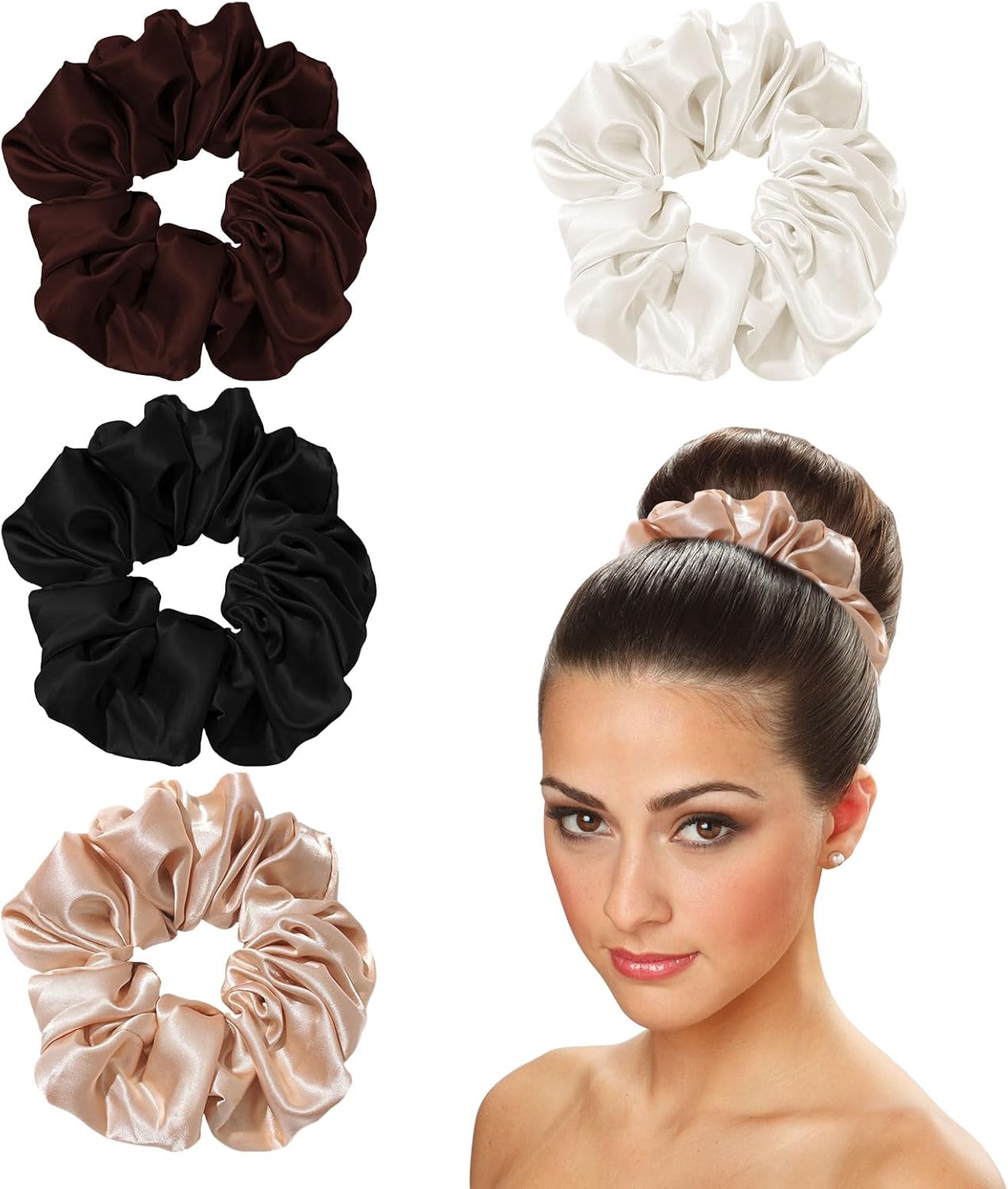 Scrunchies For Women,4 Pack Large Hair Scrunchies For Women,Elastic ...