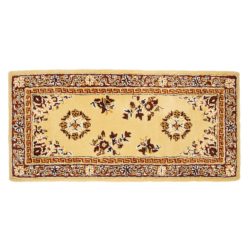 Minuteman International Beige Oriental Wool Hearth Rug, Rectangular