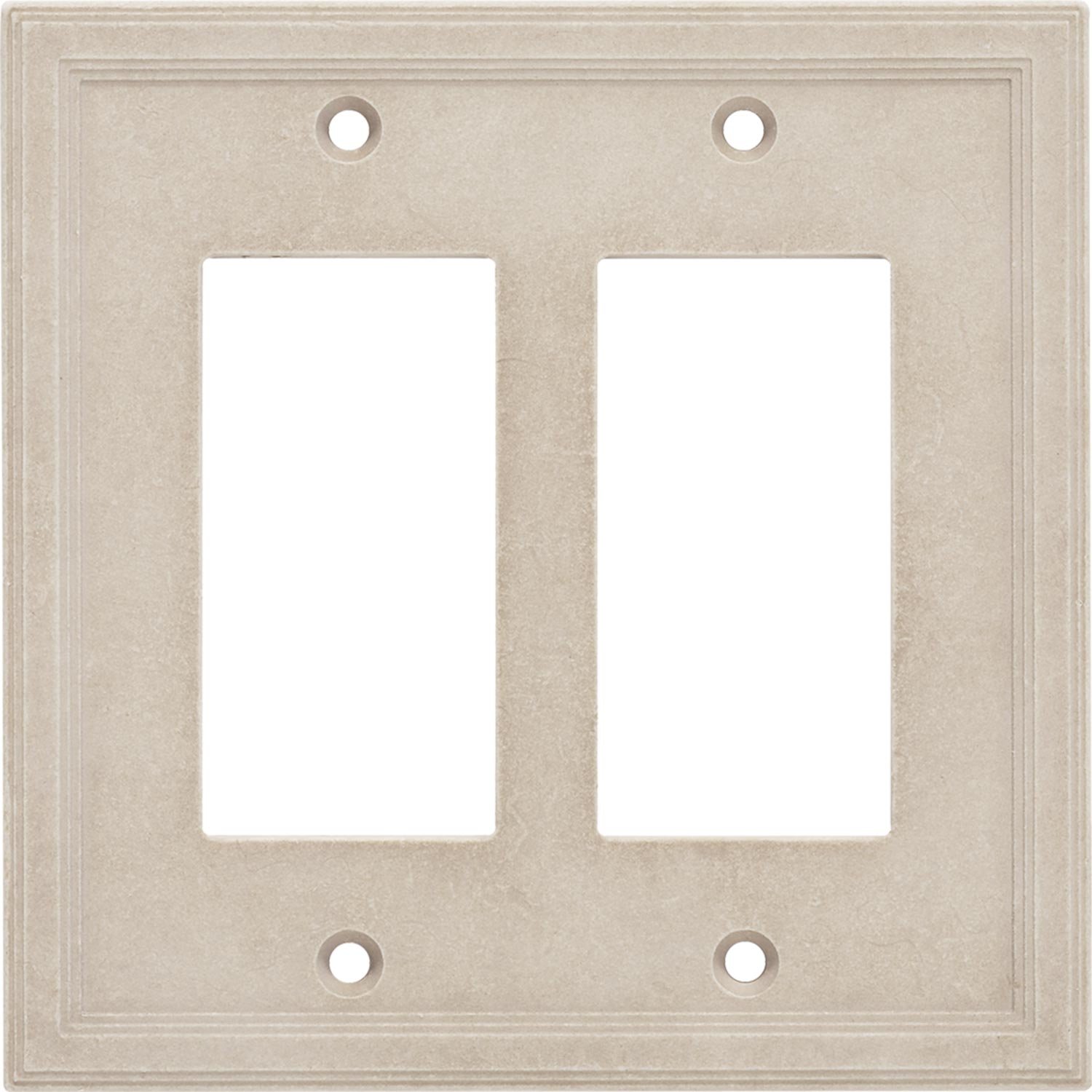 Double Decorator / GFCI Cast Stone Wall Plate - Sand - Outlet Plates ...