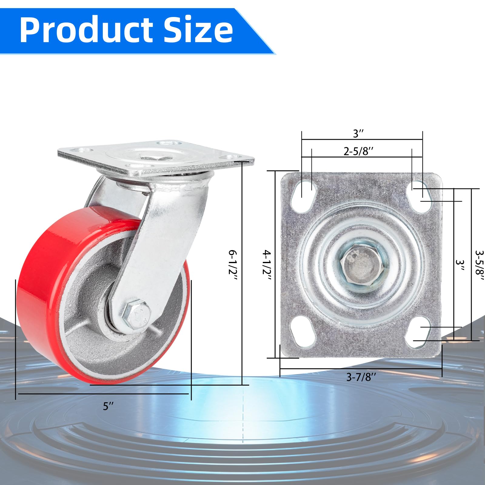 Snapklik.com : 5 Inch Industrial Grade Casters Wheels, 2 Pack Heavy ...