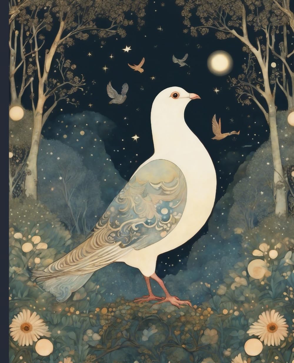Pigeon Notebook: Vintage style aesthetic woodland bird art nouveau ...