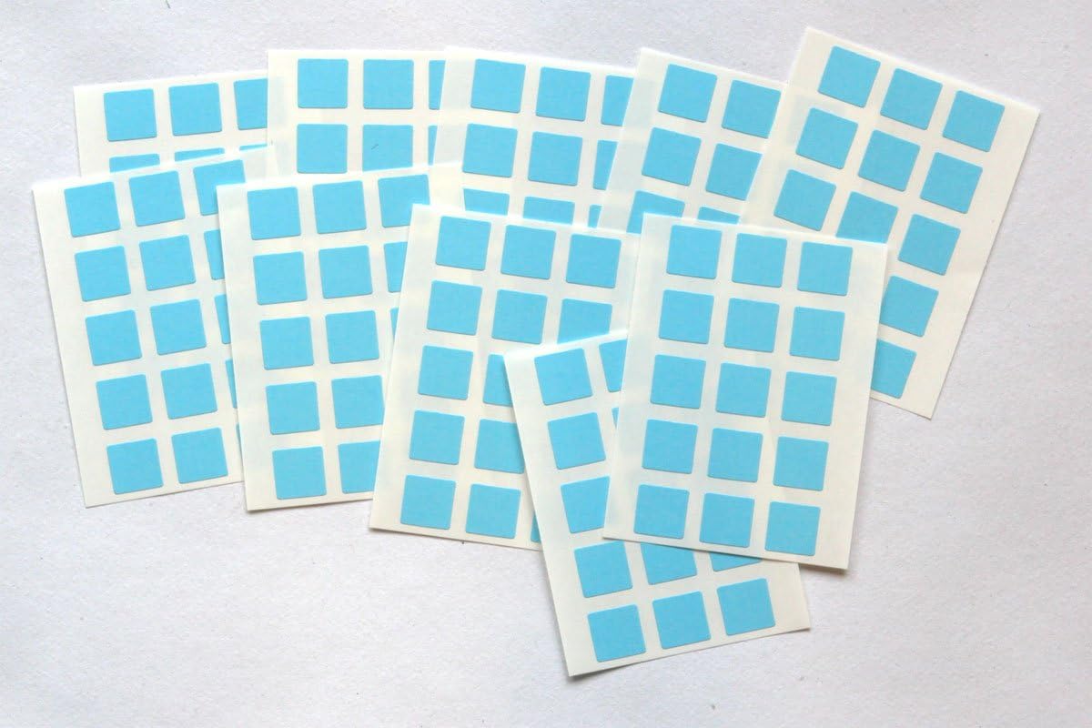 150 Light Blue Square Stickers - Sticky Coloured Self Adhesive Squares ...