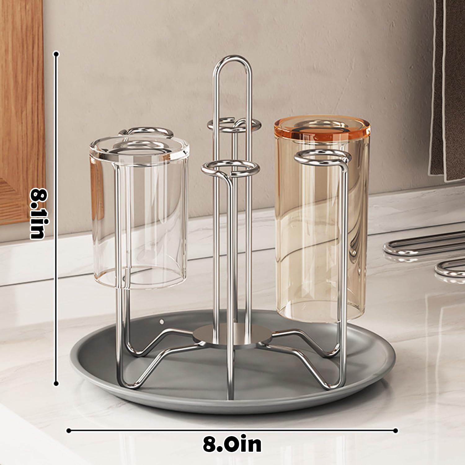 Snapklik.com : Cup Drying Rack Stand, Stainless Steel 6 Cups Mug Drying ...