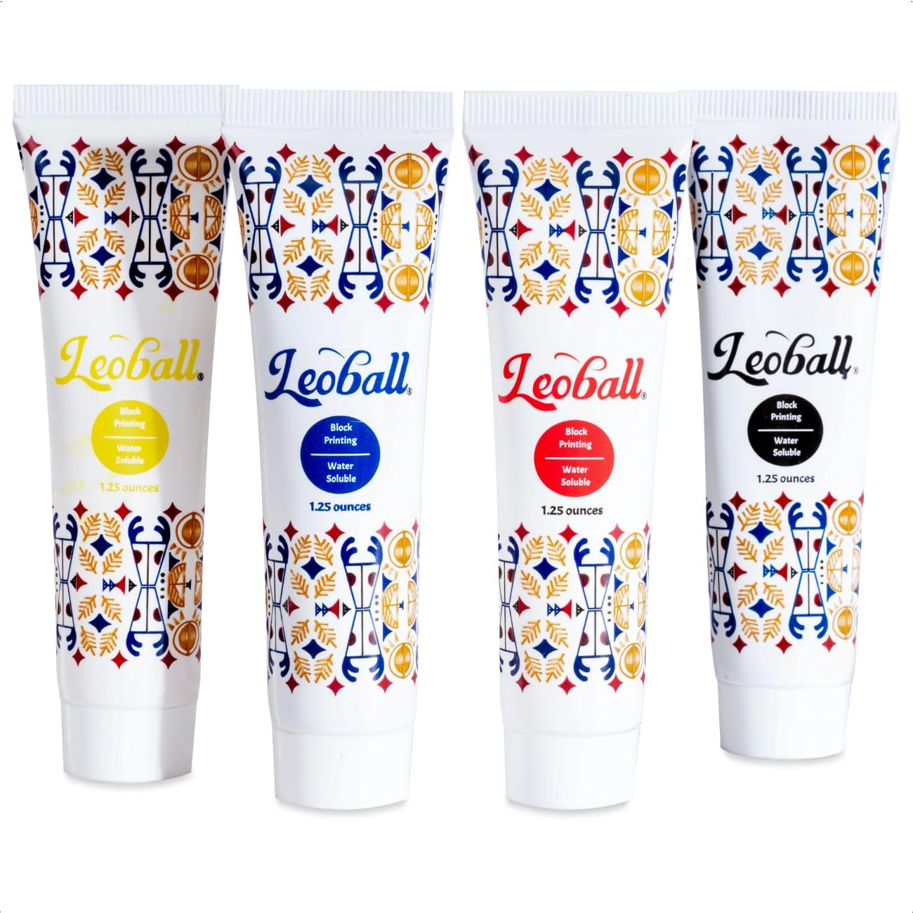 Amazon.com : Leoball® Water-Soluble Block Printing Ink Starter Set: 4 ...