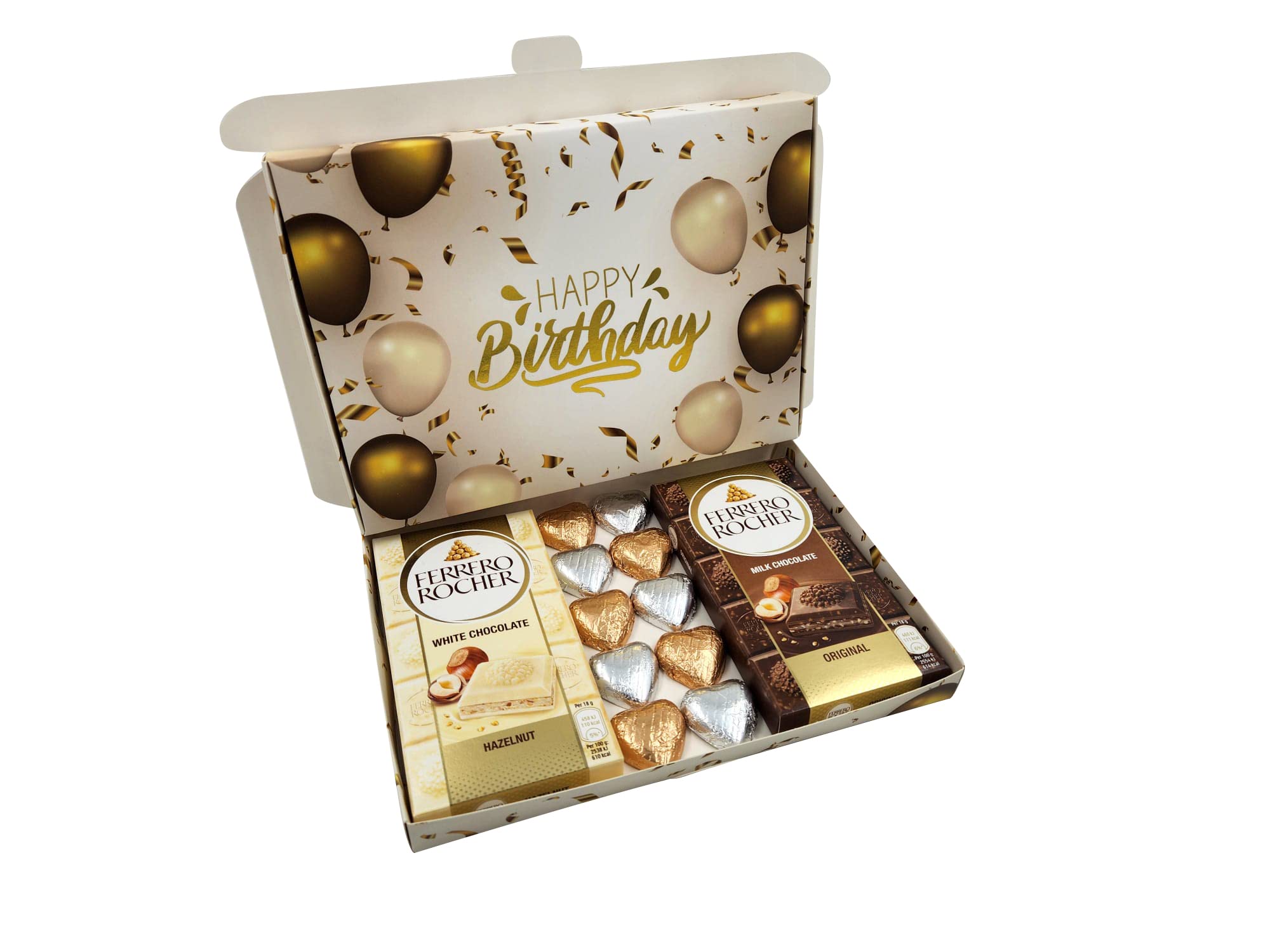 Ferrero Rocher Milk White Chocolate Bars Hearts Gift Box Hamper Happy ...