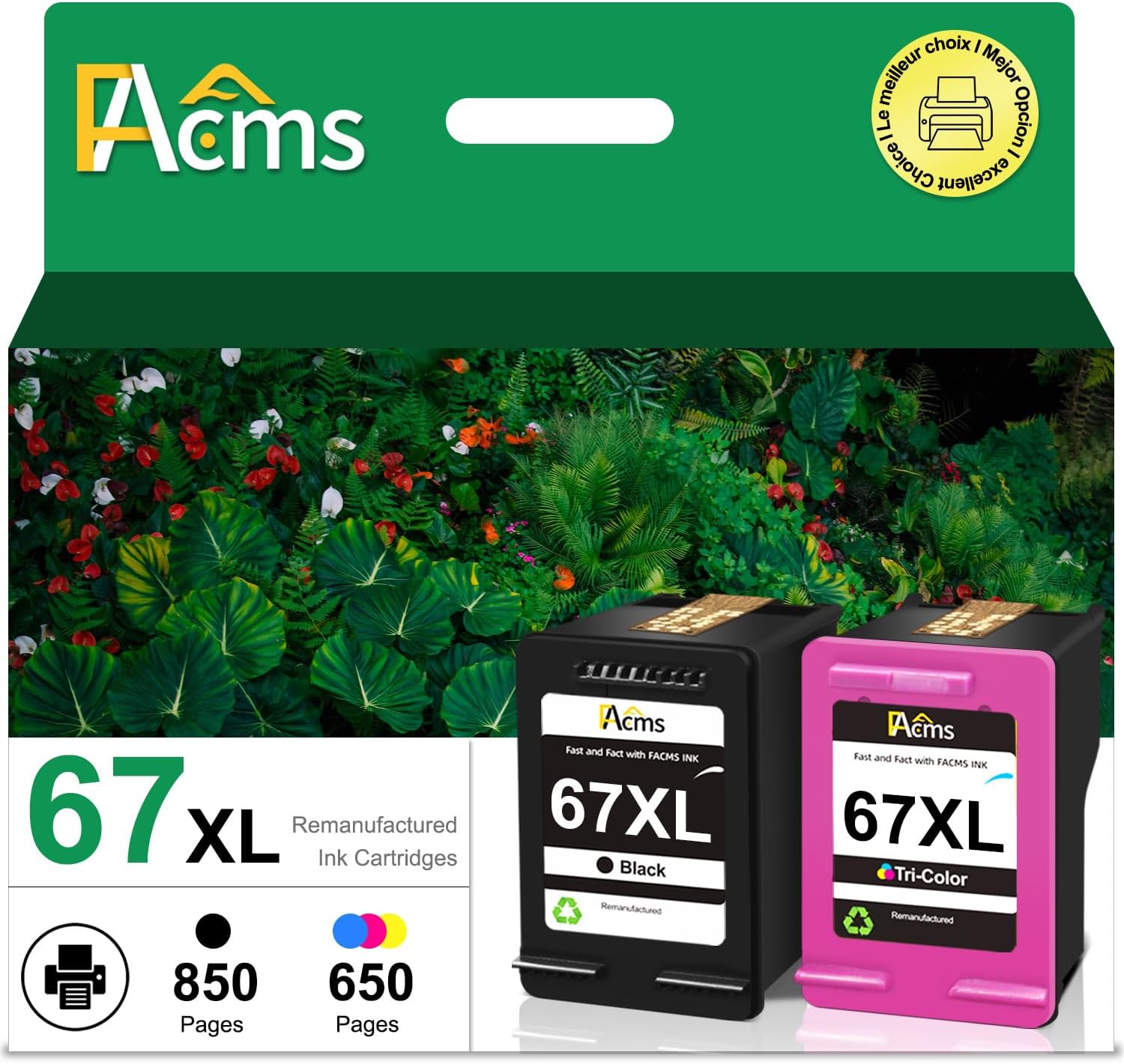Amazon.com: FACMS Compatible 67 Ink Cartridge Replacement for HP 67 ...