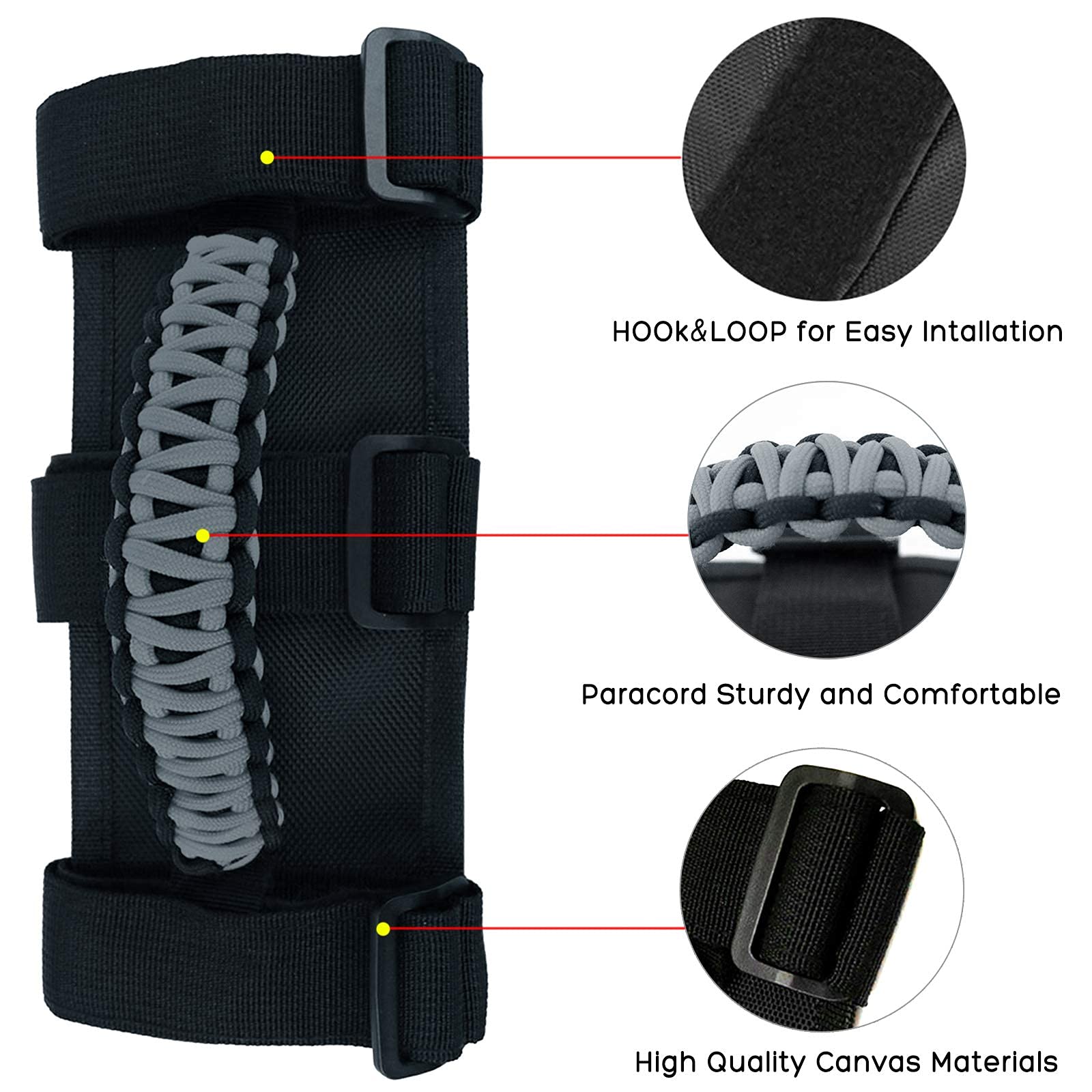 Buy buyinhouse 2 X Paracord Roll Bar Grab Handles 3 Straps Handles Fit ...