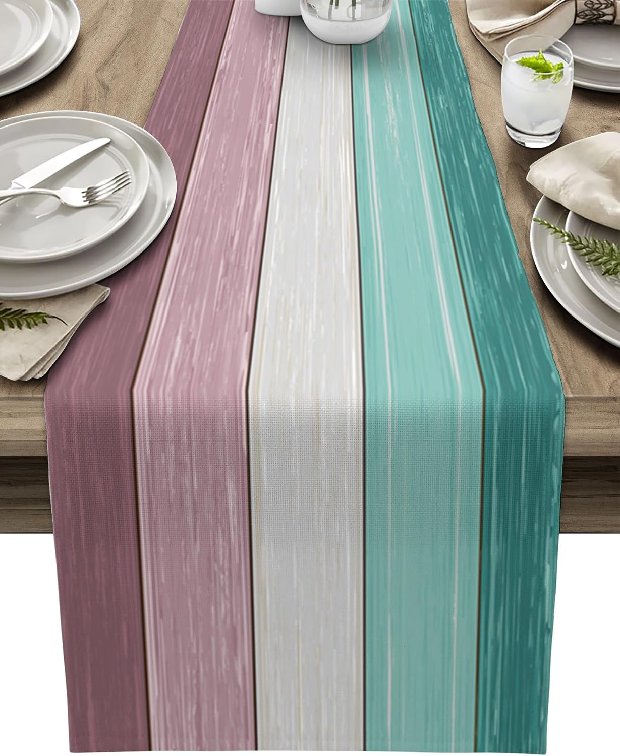 Amazon.com: Aqua Green Purple Summer Table Runner, Nautical Coastal ...