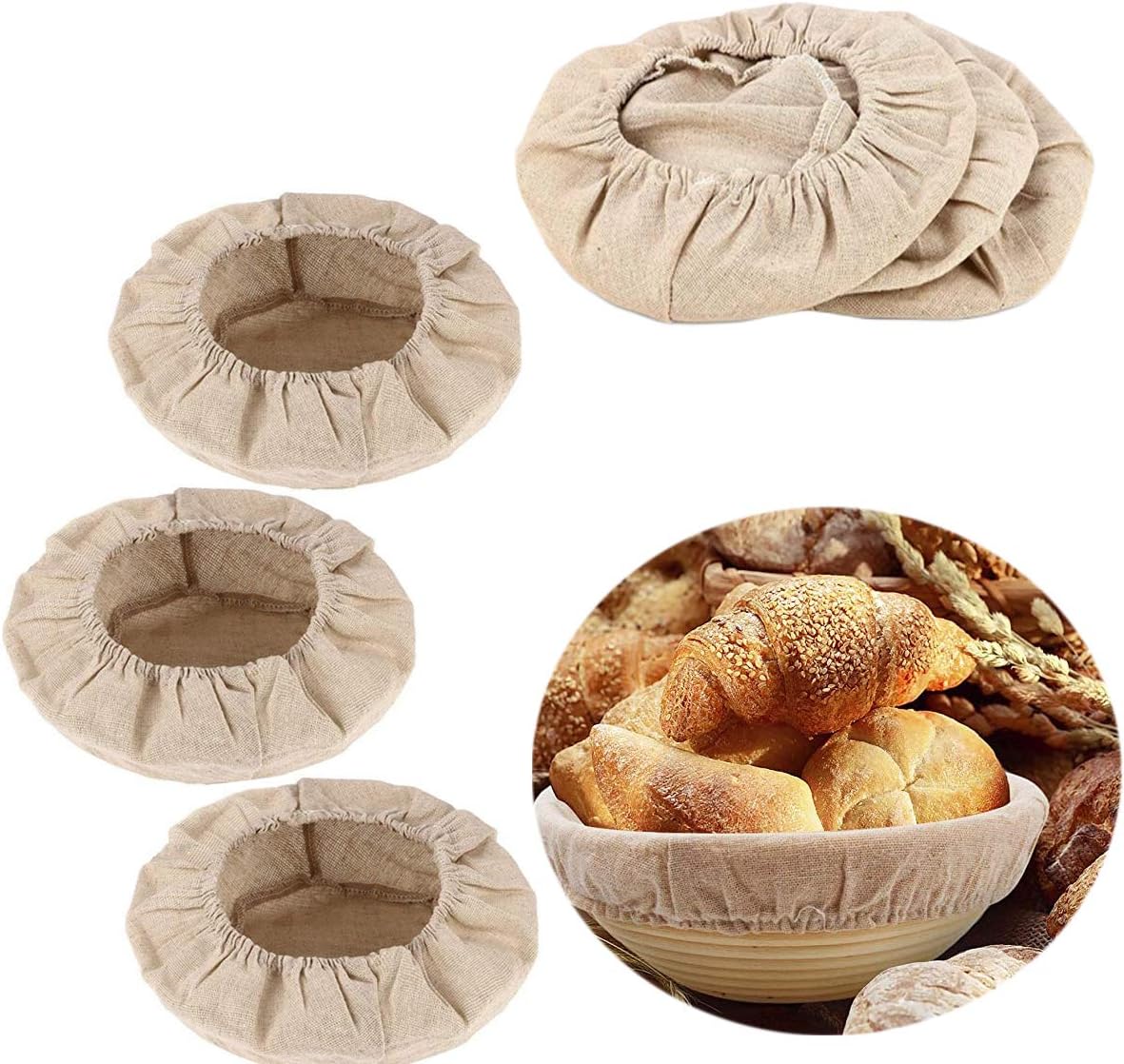 Amazon.com: 6 Pack 10 Inch Round Bread Proofing Basket Cloth, Liner ...