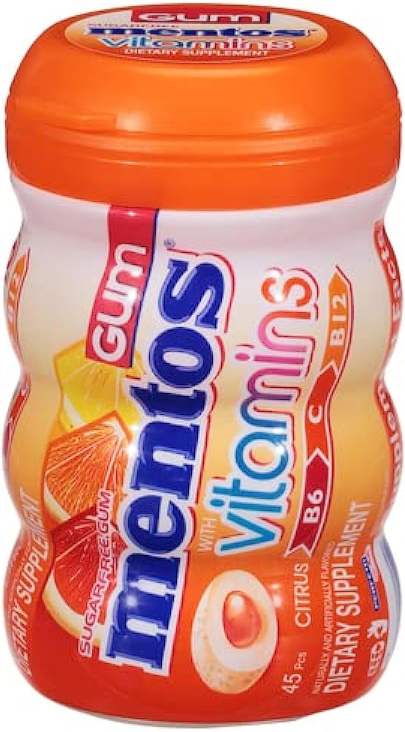 Amazon.com : Mentos Gum with Vitamins, Sugar-Free Chewing Gum with ...