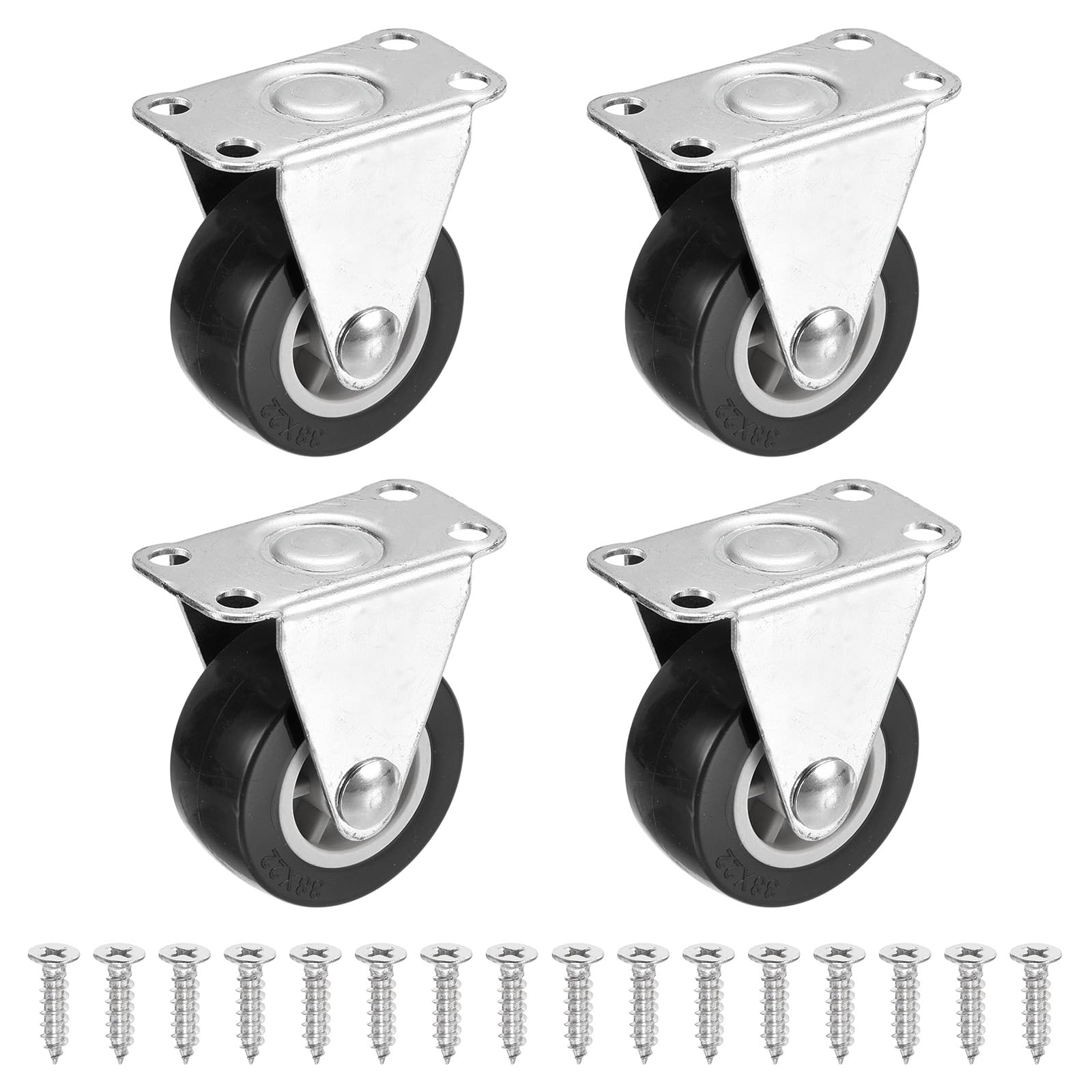 1.5 Inch Rigid Casters PATIKIL Mini Fixed Caster Wheel 1.5", 4 Pack TPE ...