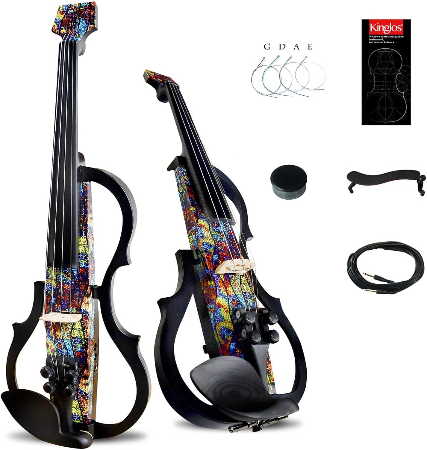 Kinglos 4/4 Intelligent Headless Silent Electric Violin, Colored Carbon Fiber Body, Mechanical ...