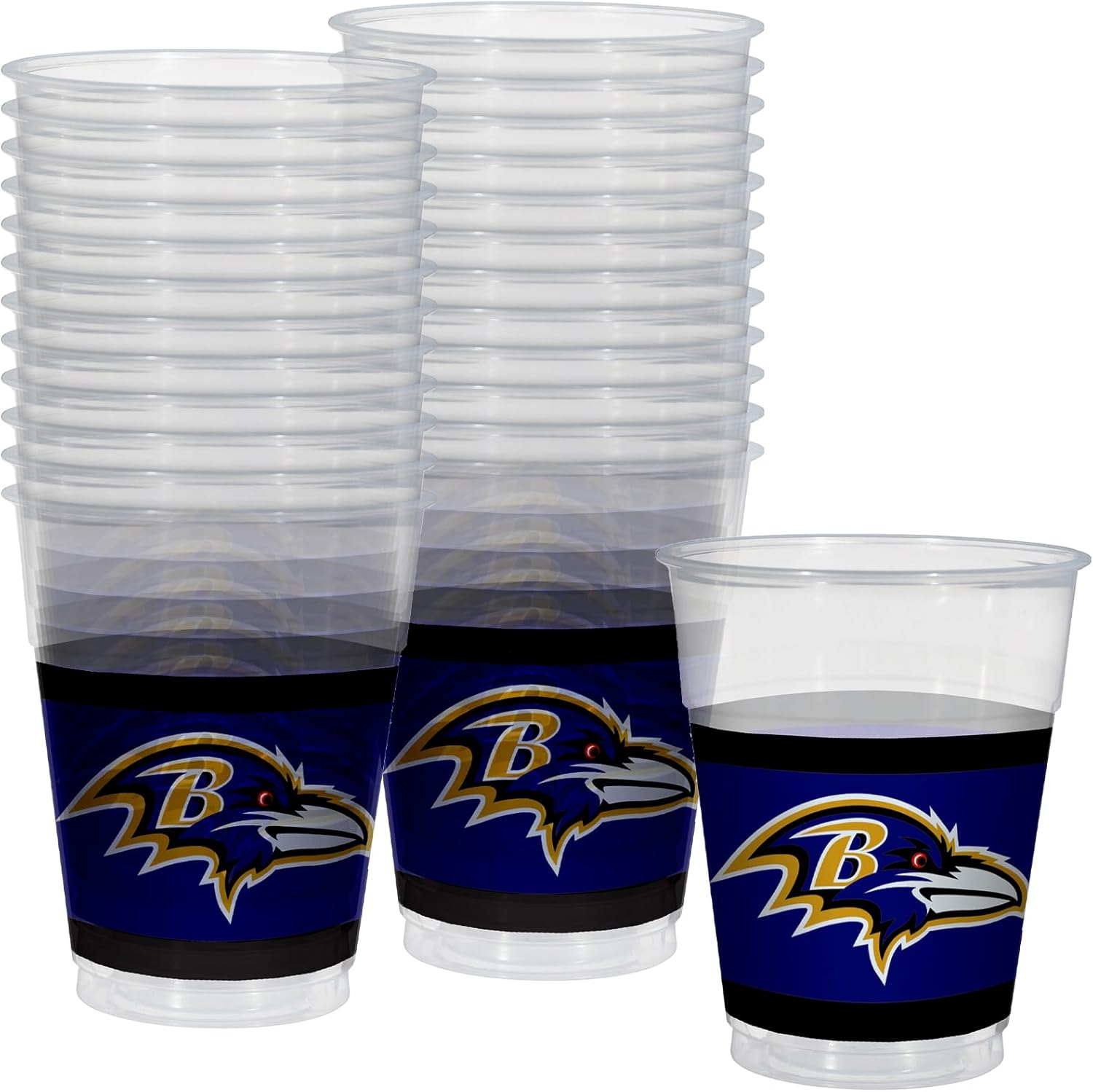 Amazon.com: Multicolor Baltimore Ravens Plastic Cups - 16oz, 25 Counts ...