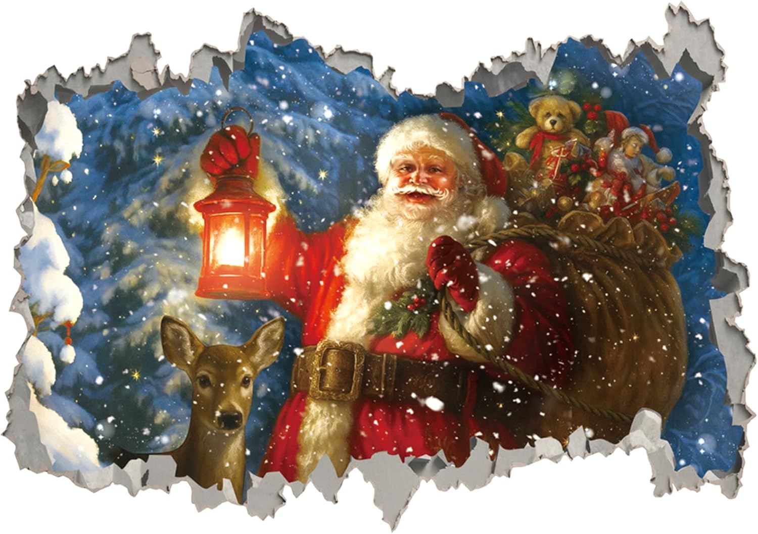 Amazon.com: Ausril Christmas Wall Stickers, 3D Santa Claus Wall Decals ...