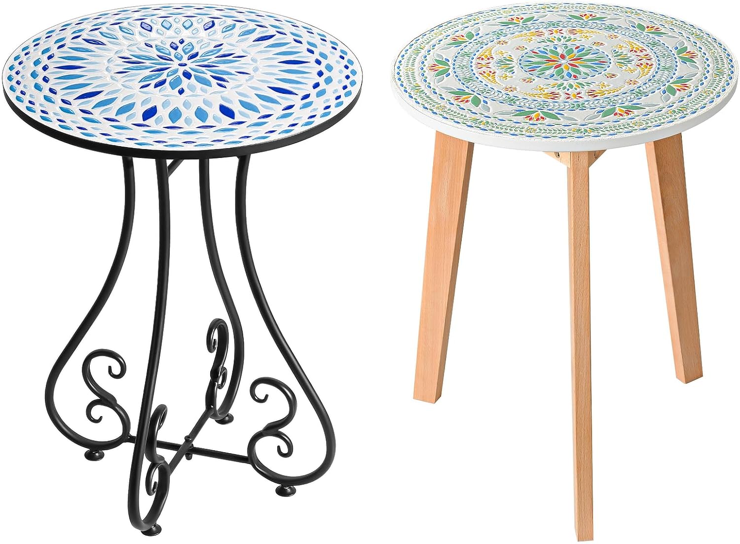 Amazon.com: The Home Cult 16" Metal Accent Table and 16" Wood Side ...