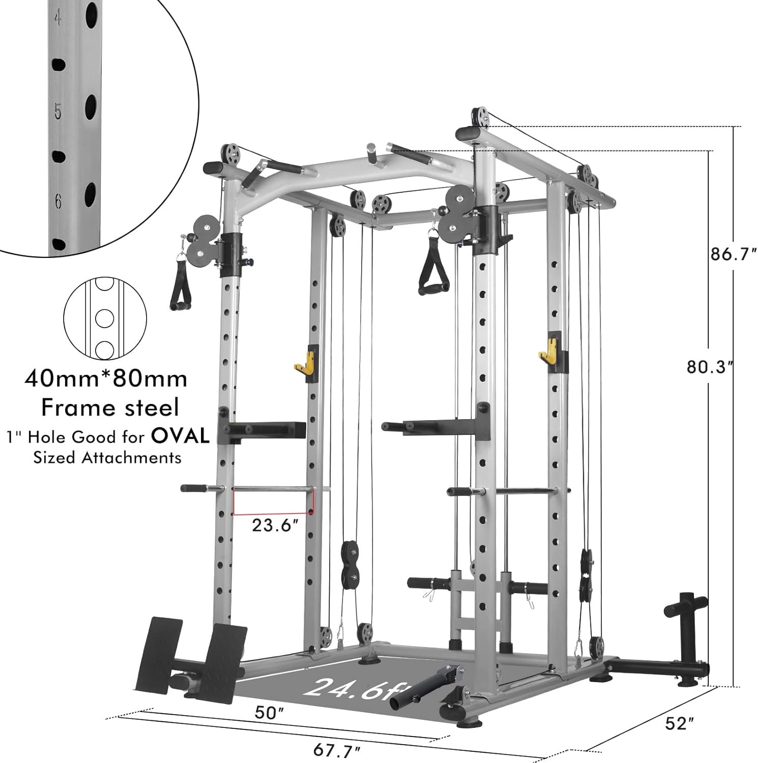 Buy Mikolo Power Cage with LAT Pull Down,1400 lbs Weight Cage with ...