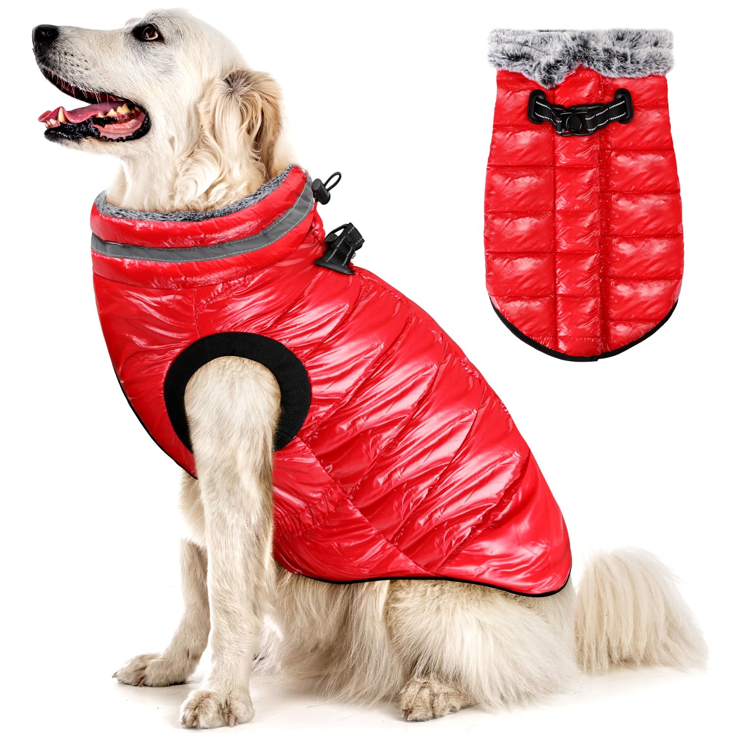 Amazon.com : SlowTon Dog Winter Coat - Waterproof Dog Coat with Harness ...