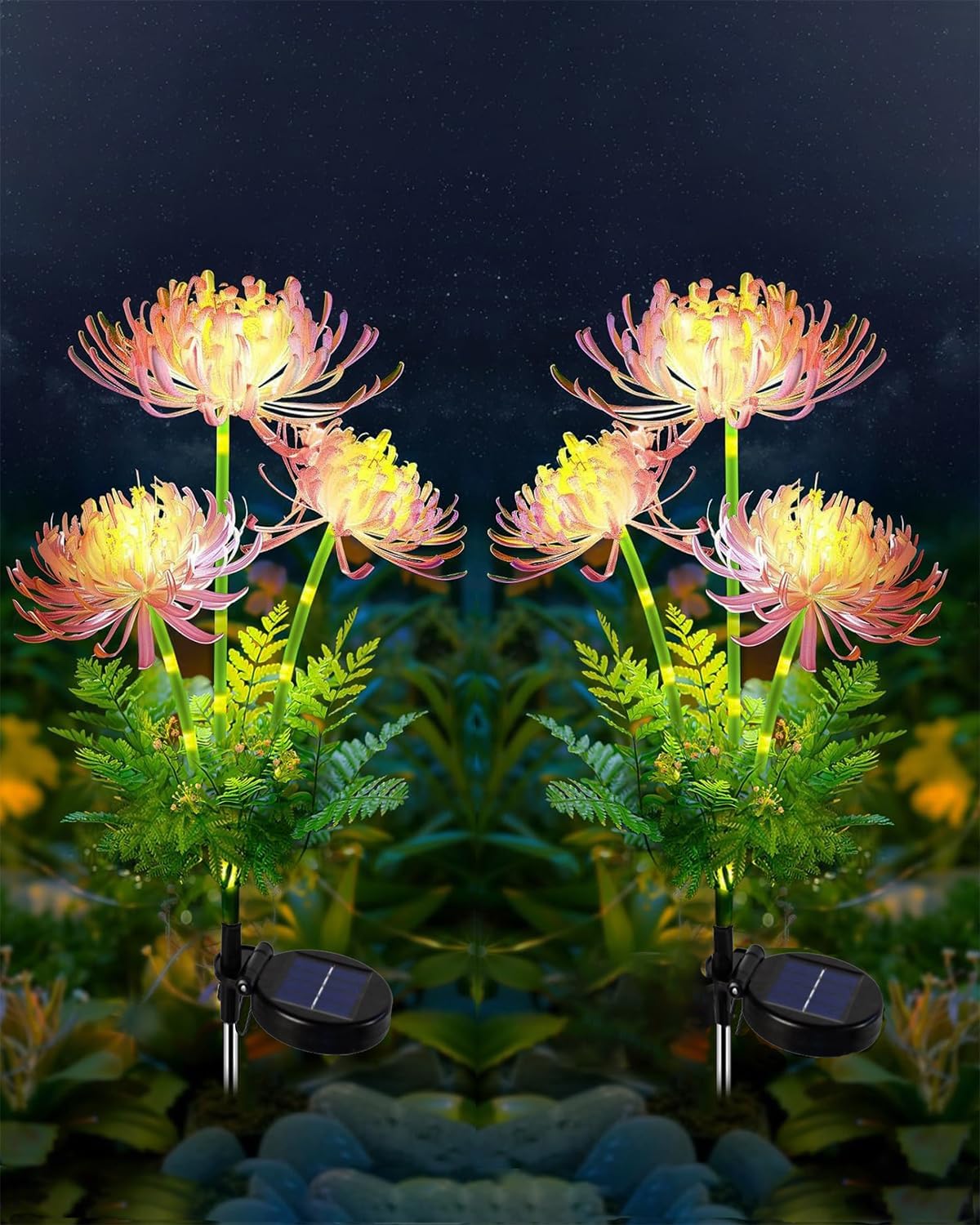 Lights4fun Set of 3 Solar Powered Flower Outdoor IP44 Waterproof ...