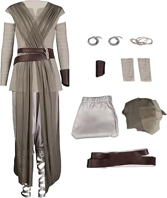 Amazon.com: Rey Costume Deluxe Suit SW Movie Cosplay Halloween Role ...