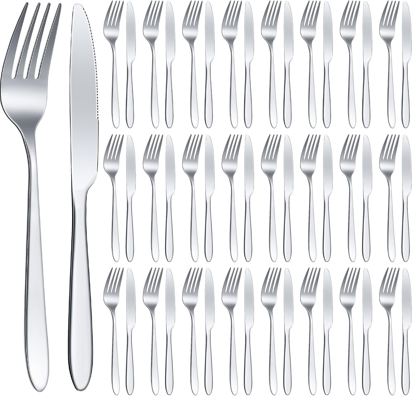 Amazon.com: SANTUO 12 Piece Silverware Set with 6 Dinner Knives and 6 Dinner Forks,Flatware Set ...