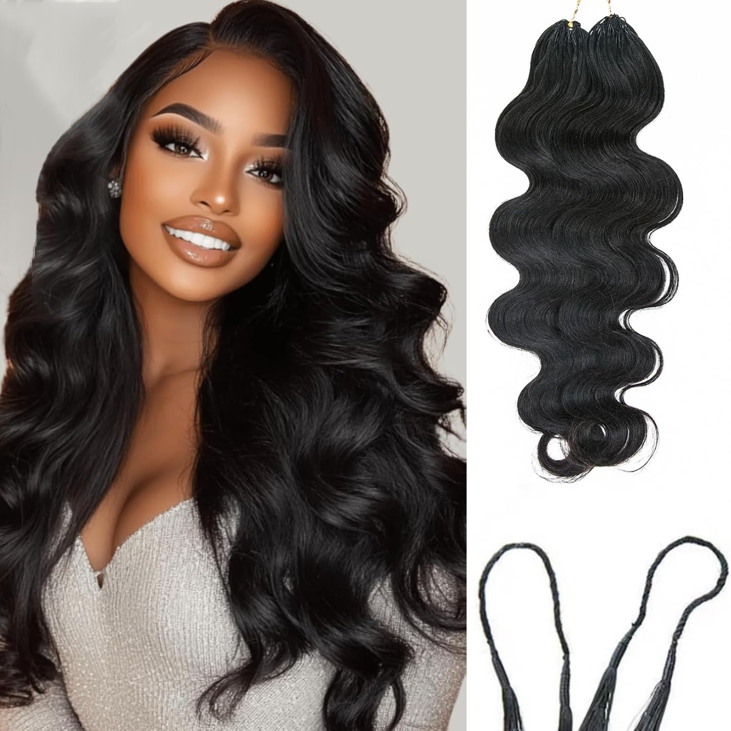 Amazon.com : Body Wave Feather Crochet Braid Human Hair Extensions ...