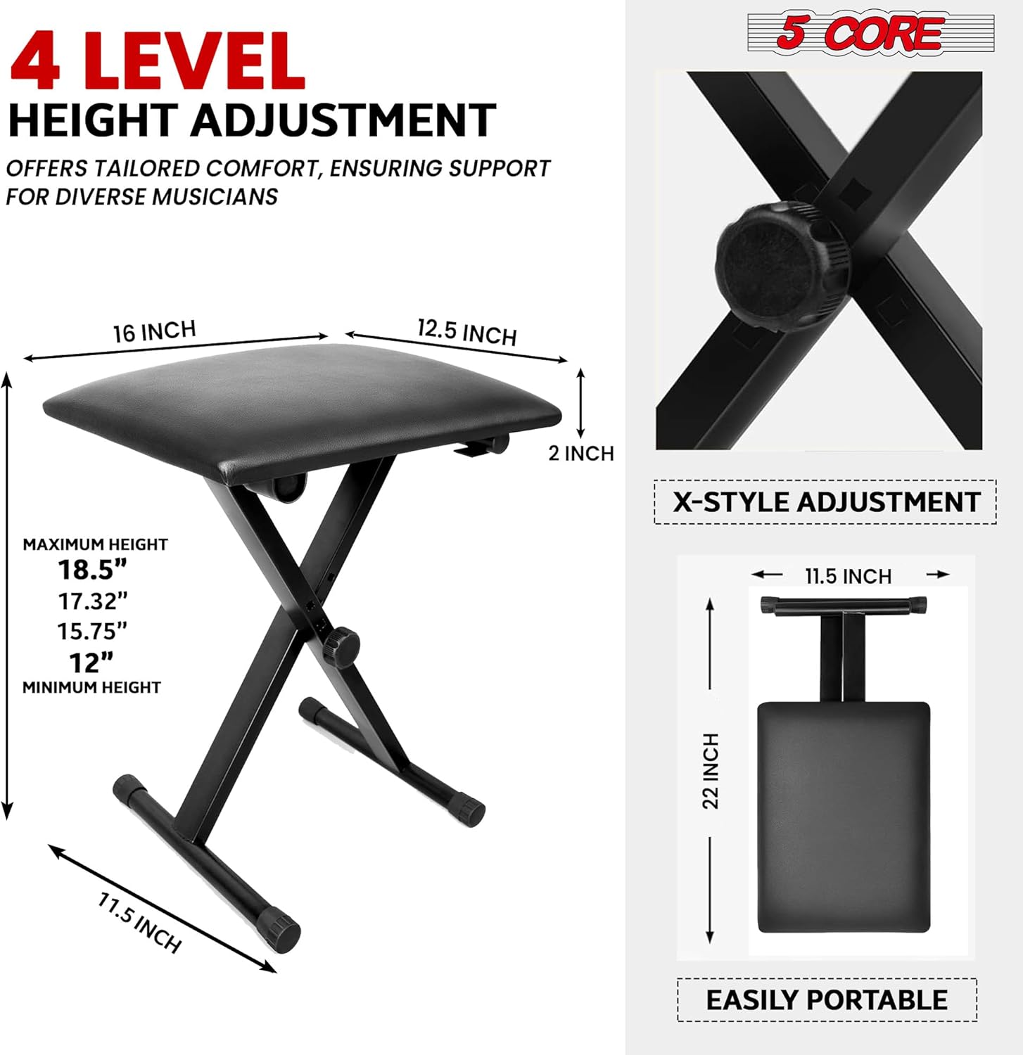 5 CORE Keyboard Stands and Bench Set, 2024 Upgrade Nepal | Ubuy
