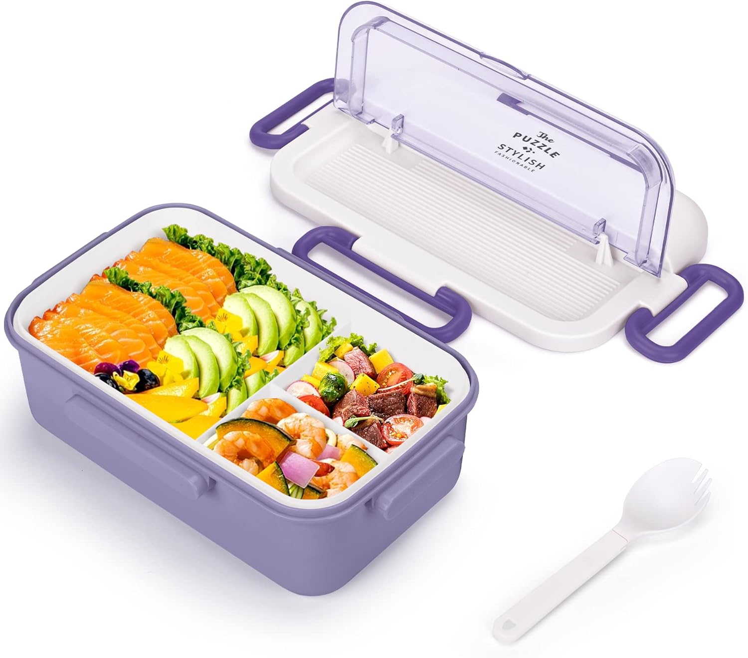 Larkumio Lunch Box, Bento Lunch Box avec 3 Compartiments et Couvert ...