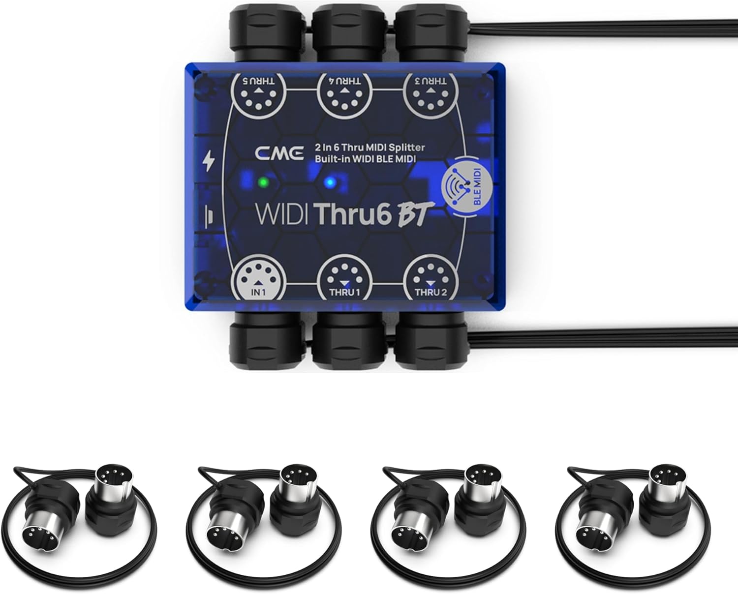 Amazon.com: CME WIDI Thru6 BT + 4-Pack 1-FT MIDI Cables - 2-in-6-out ...