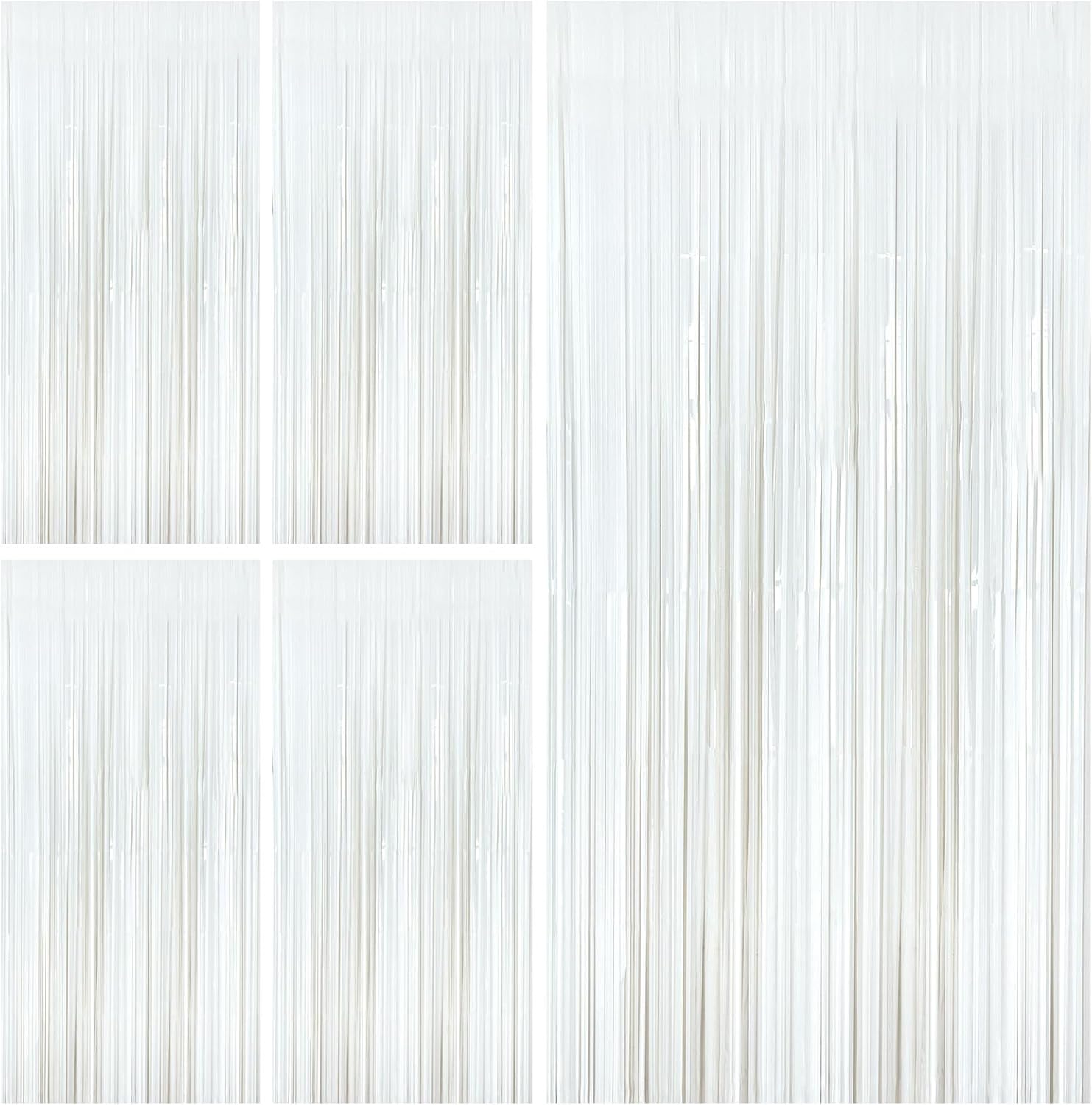 Amazon.com: White Party Streamers Foil Fringe Backdrop Curtains Tinsel ...