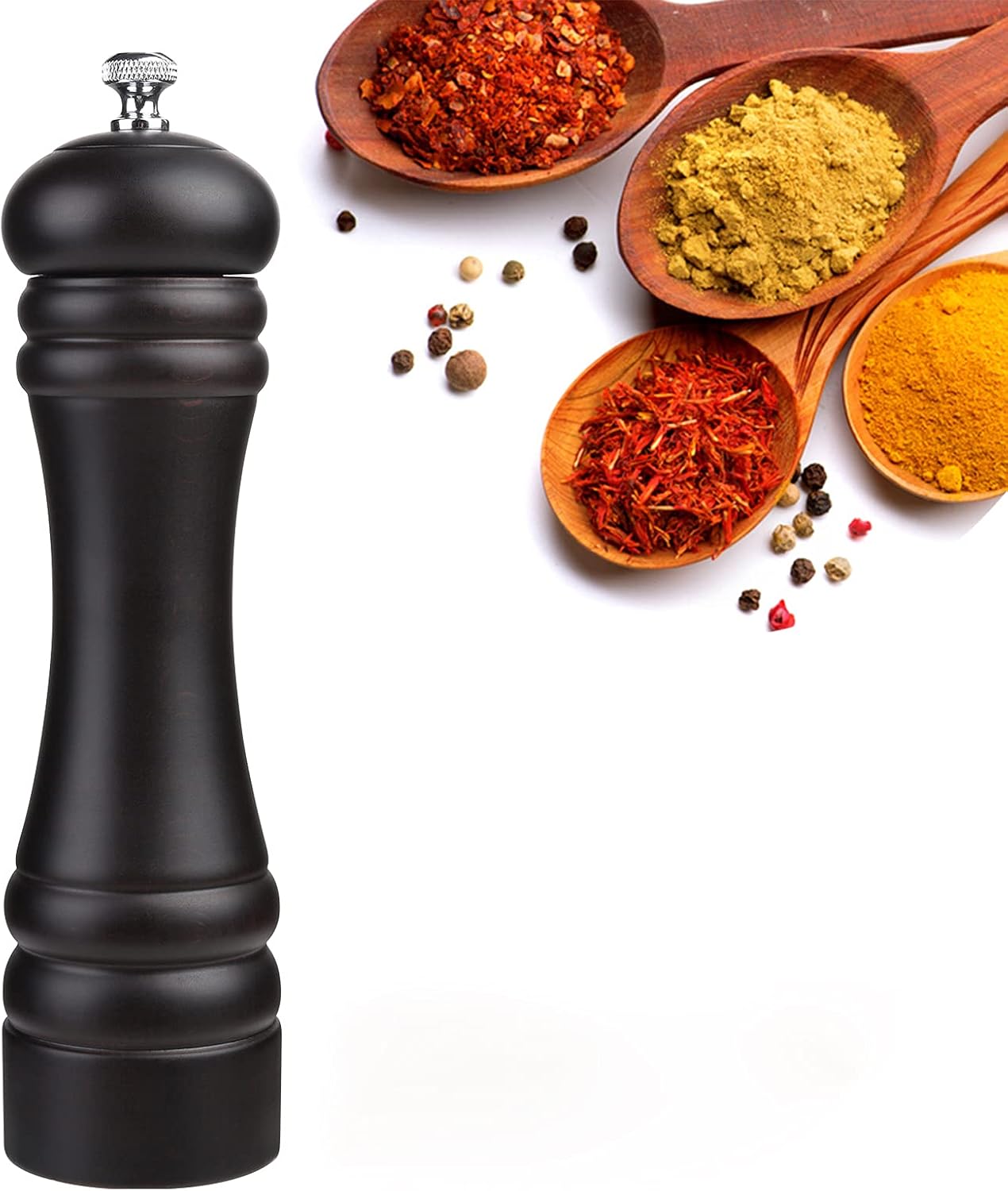Amazon.com: JOIDXIR Pepper Mill Black 12 Inch Tall Large Pepper Grinder ...