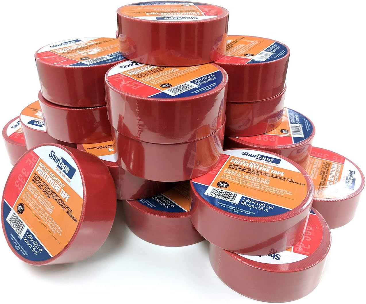 Amazon.com: Shurtape 104067 PE 333 Non-UV-Resistant 2" Stucco Tape, Red ...