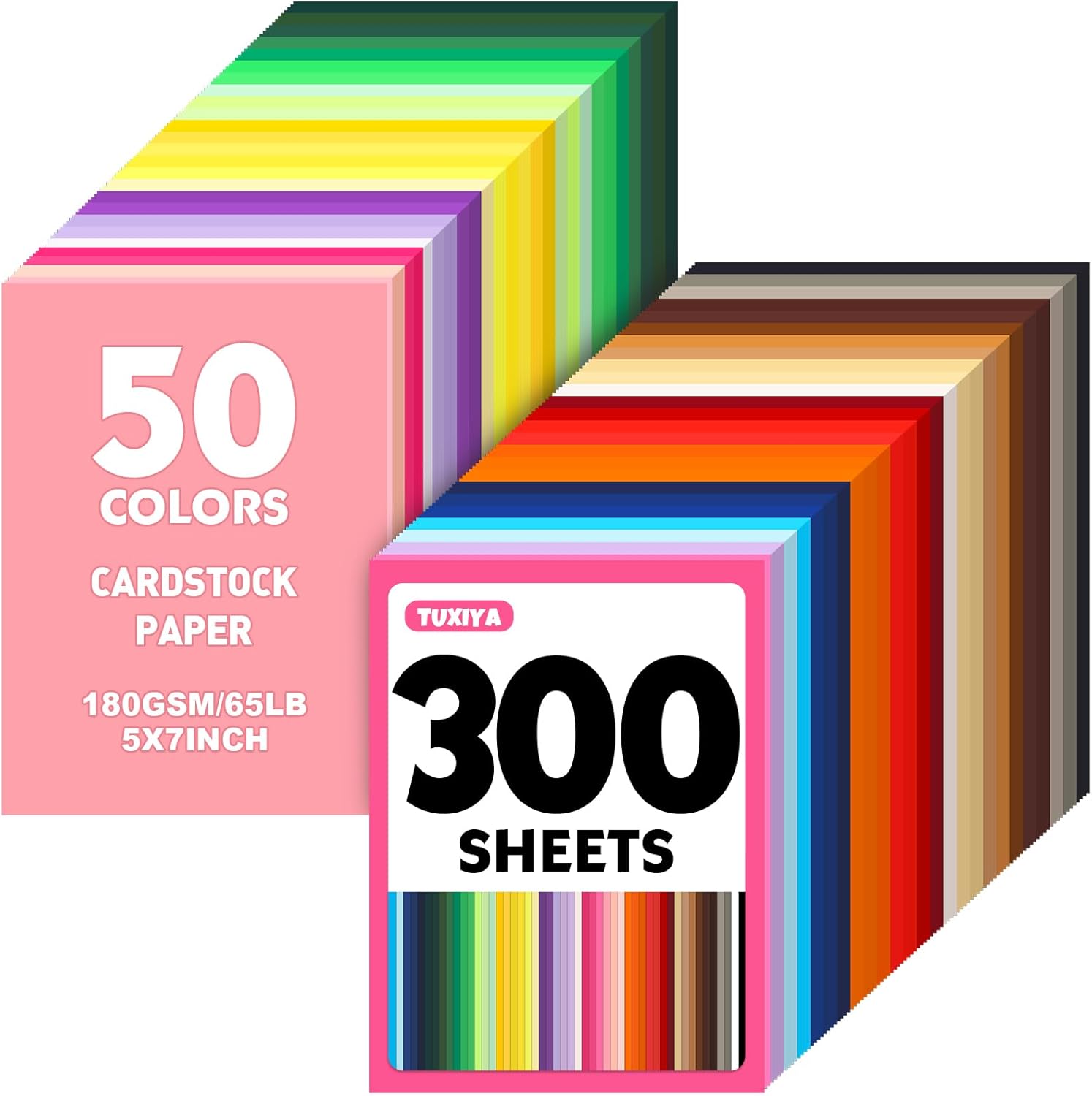 Amazon.com: TUXIYA 300 Sheets 5" X 7" Colored Cardstock, 50 Assorted ...