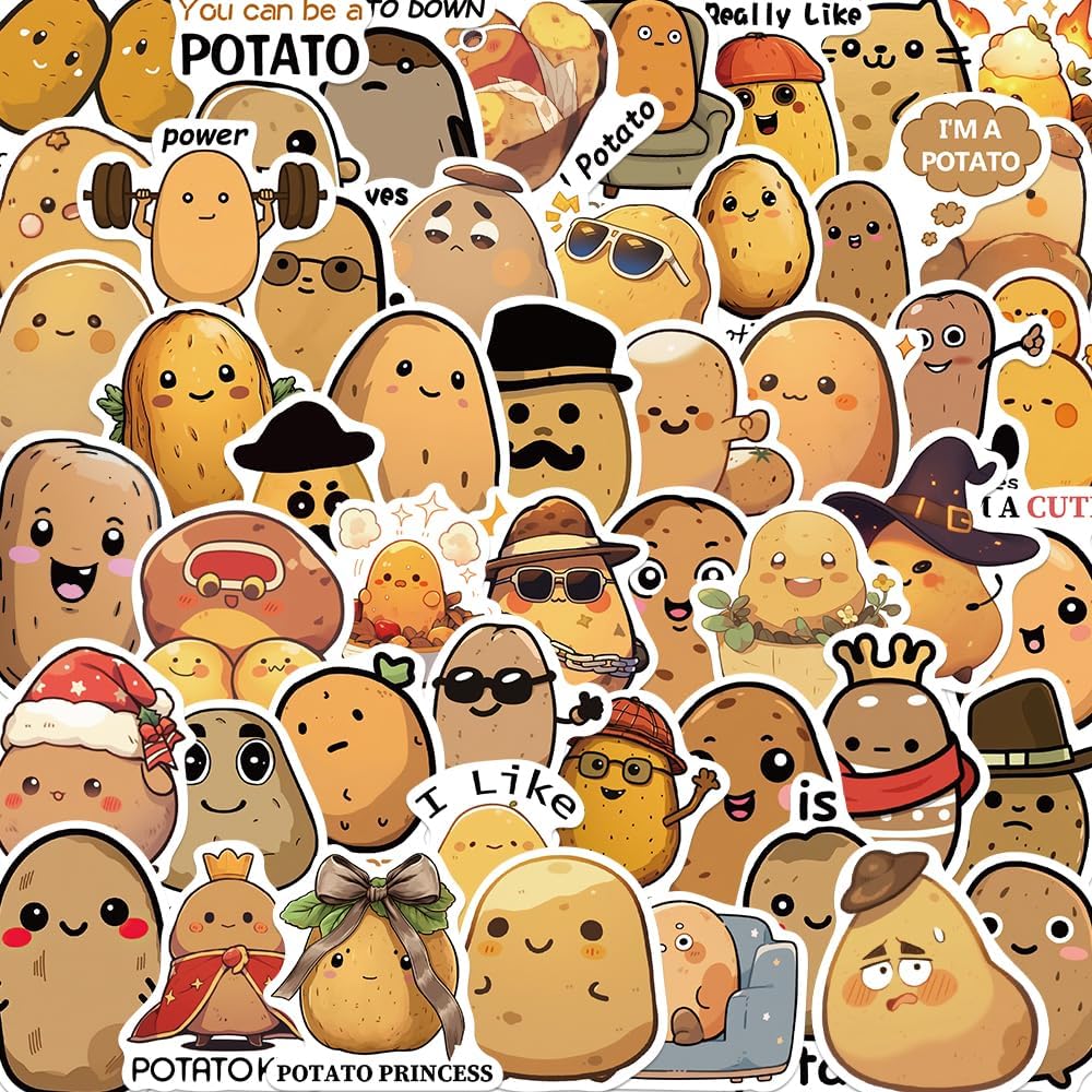 Amazon.com: 50pcs Potato Stickers Cute Waterproof Vinyl Stickers for ...