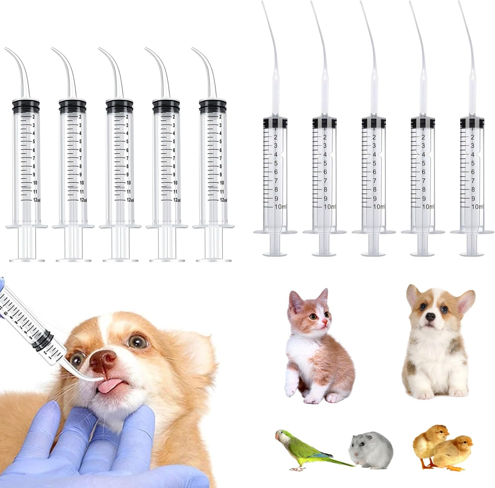 Amazon.com: 10pcs Plastic Pet Feeding Syringe with Silicone Curved Tip ...