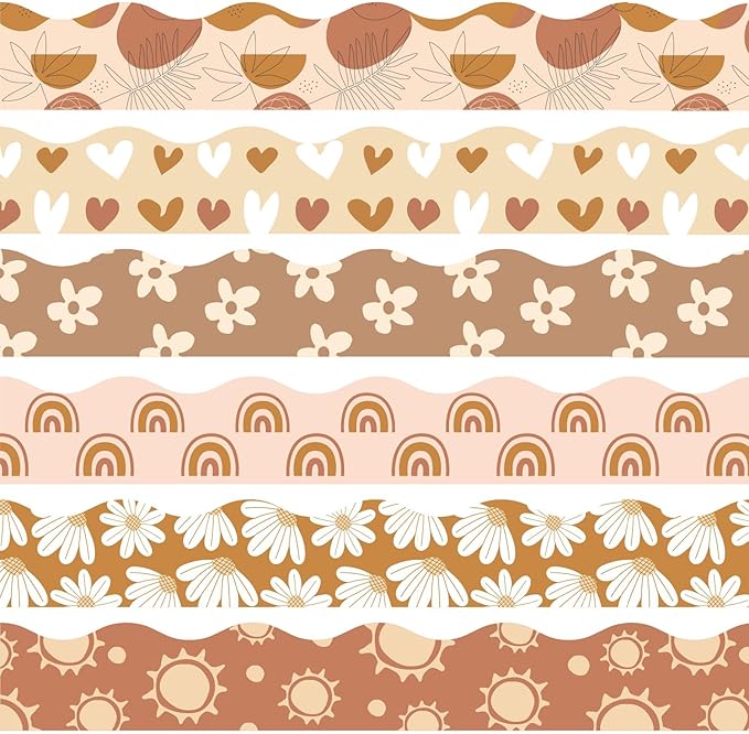 Amazon.com: 69Ft Boho Bulletin Board Border Decoration Retro Groovy ...